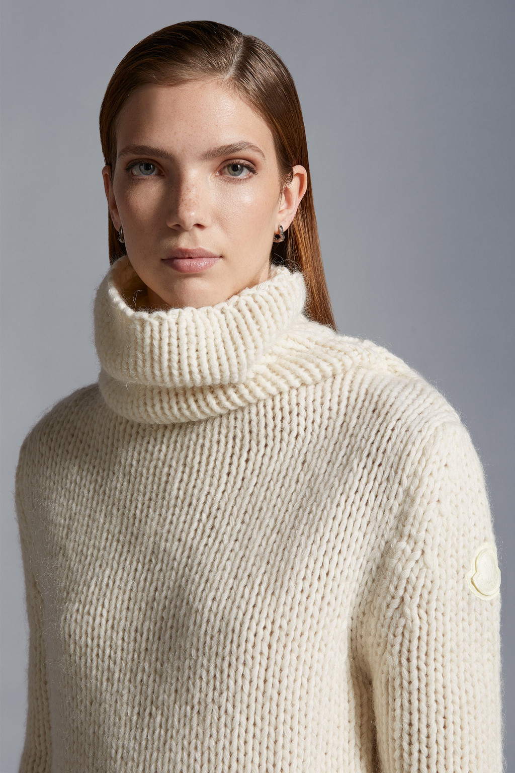 White Wool & Mohair Polo Neck Jumper - Sweaters & Cardigans for Women ...