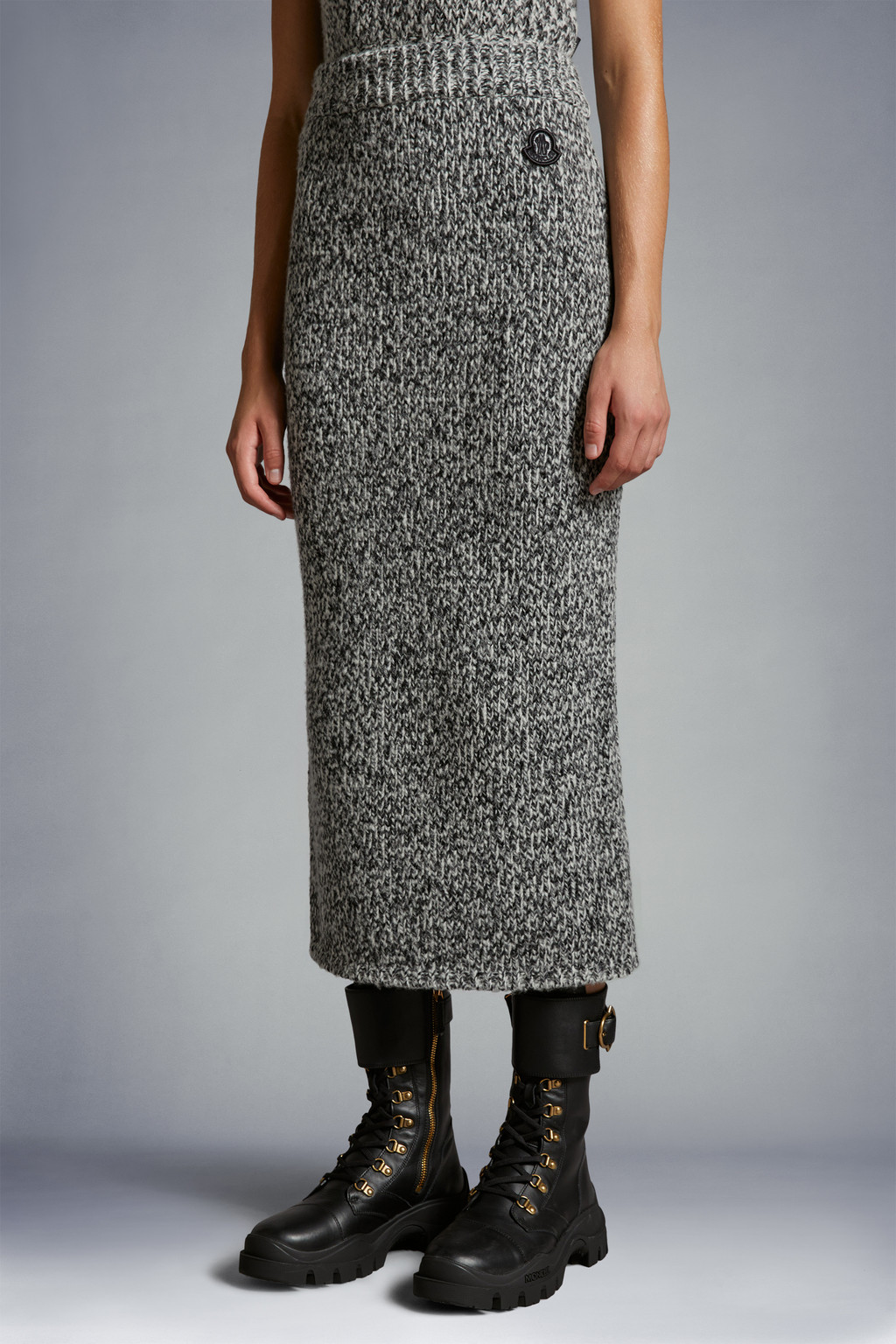 Black & White Mouliné Wool Pencil Skirt - Skirts for Women | Moncler JP