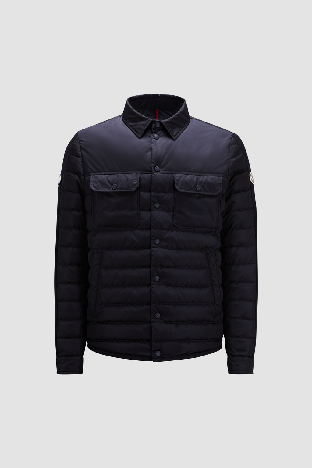 Navy Blue Inter x Moncler Down Shacket - Lightweight Down Jackets for ...