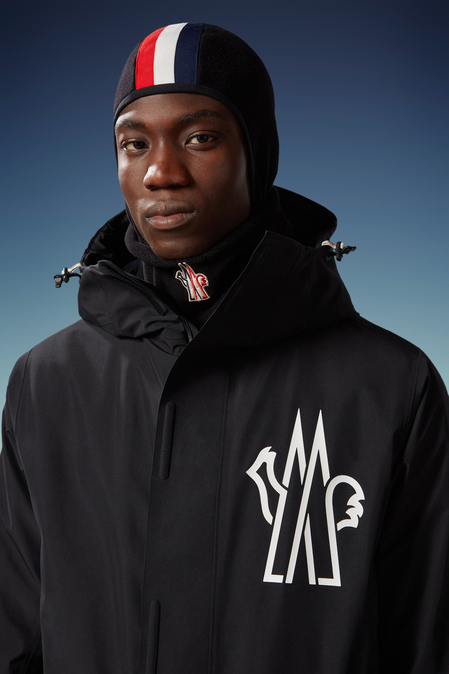Black Tricolor Fleece Balaclava - Scarves & Gloves for Men | Moncler HR