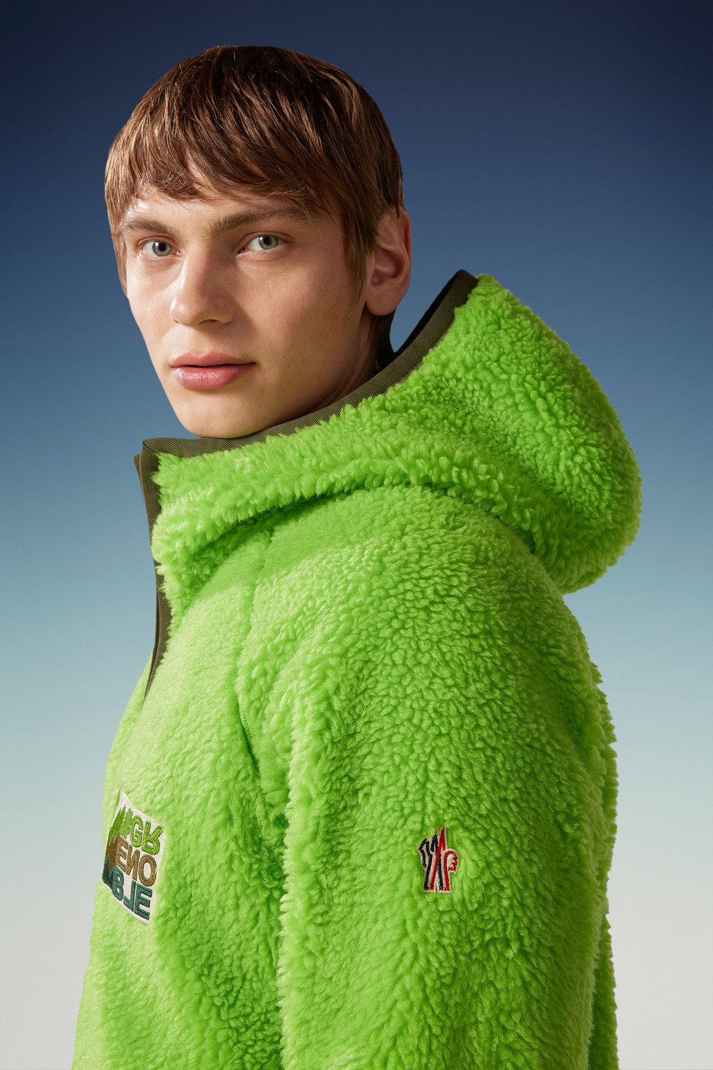 Bright Green Teddy Zip-Up Hoodie - Sweatshirts for Men | Moncler DK