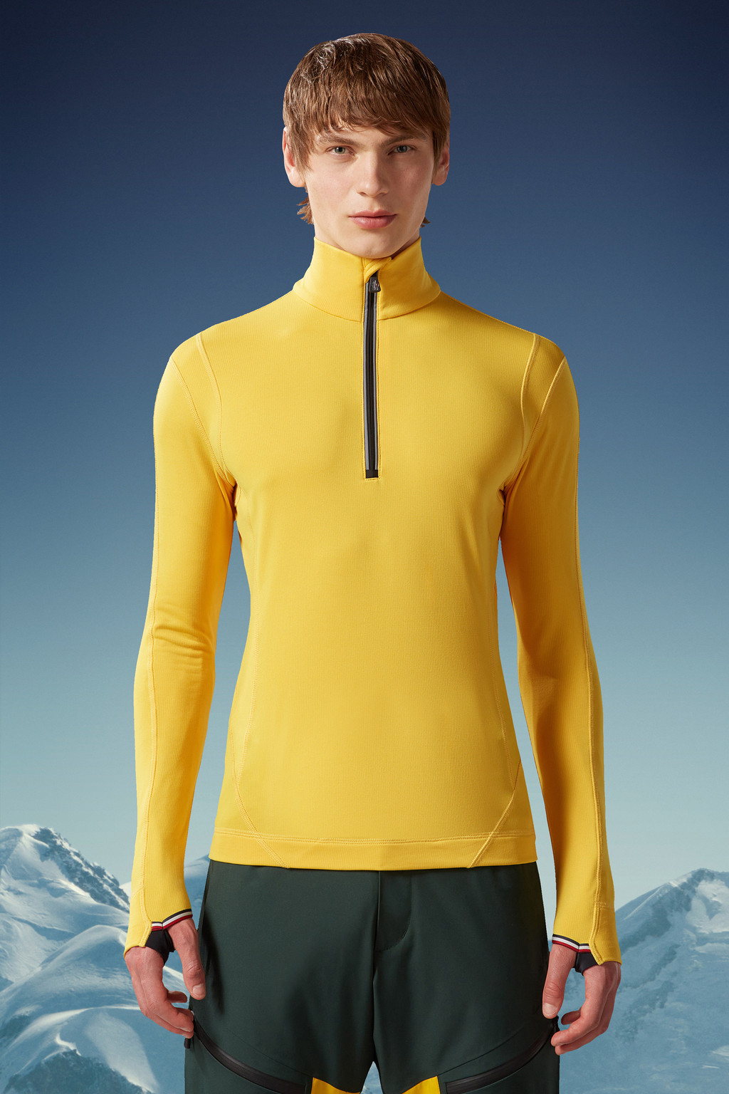 Sunny Yellow Base Layer polo neck - Sweatshirts for Men | Moncler SG