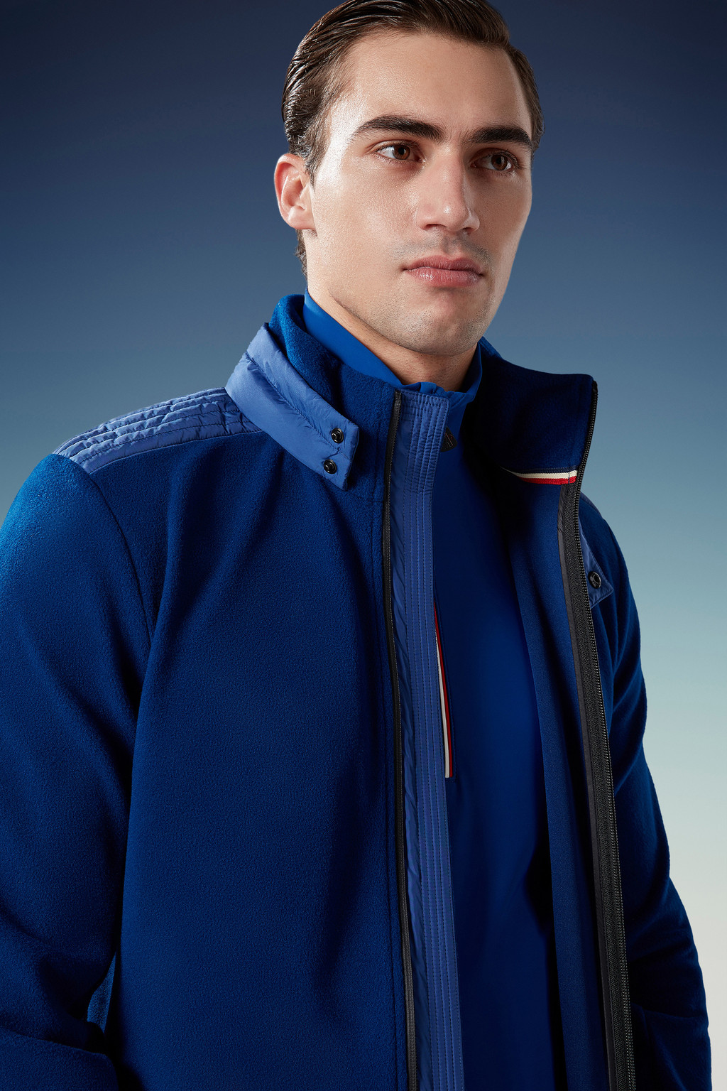 Blue Fleece Zip-Up Sweatshirt - Sweatshirts for Men | Moncler FI