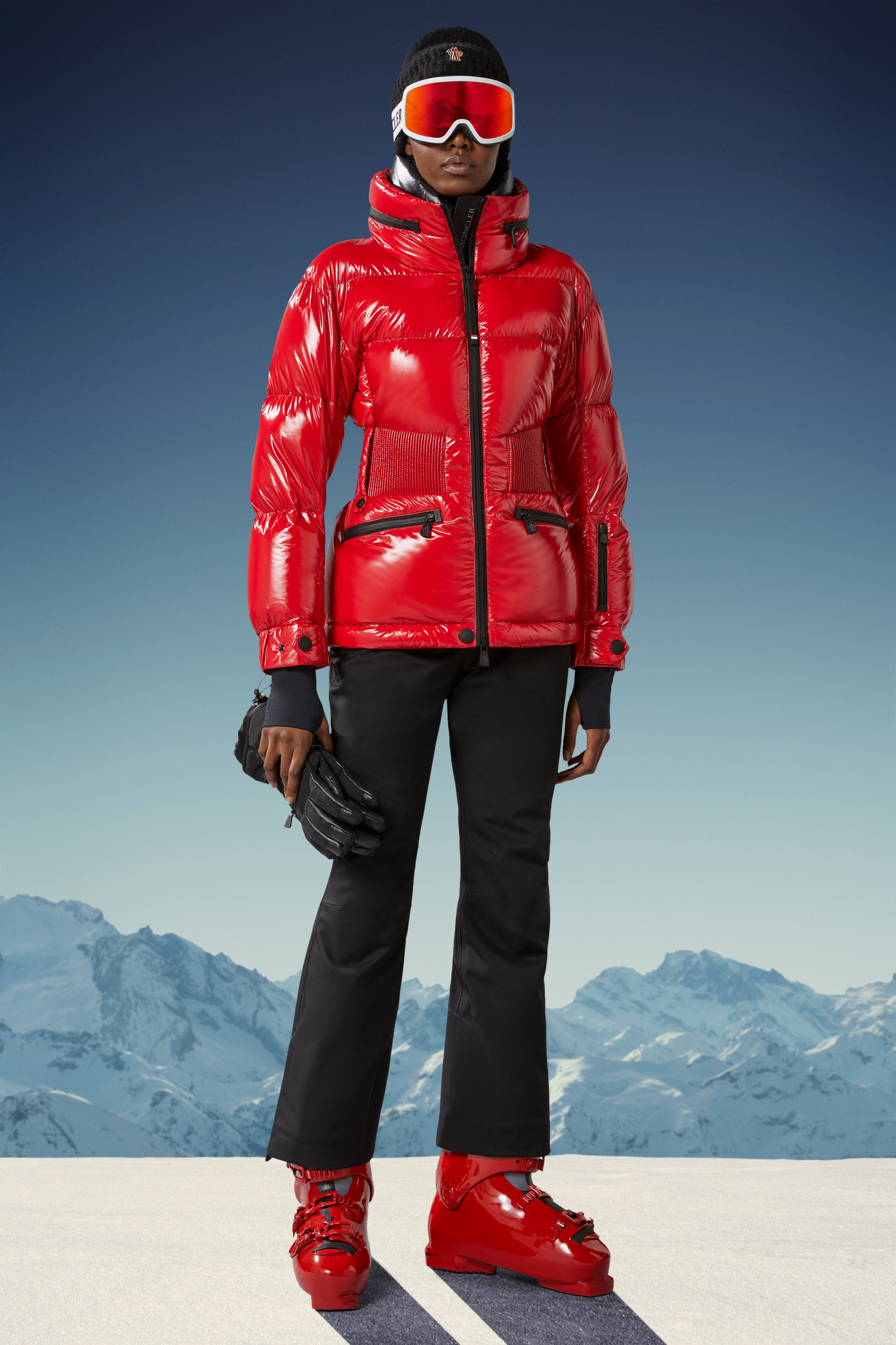 Red Rochers Short Down Jacket - Short Down Jackets for Women | Moncler PT