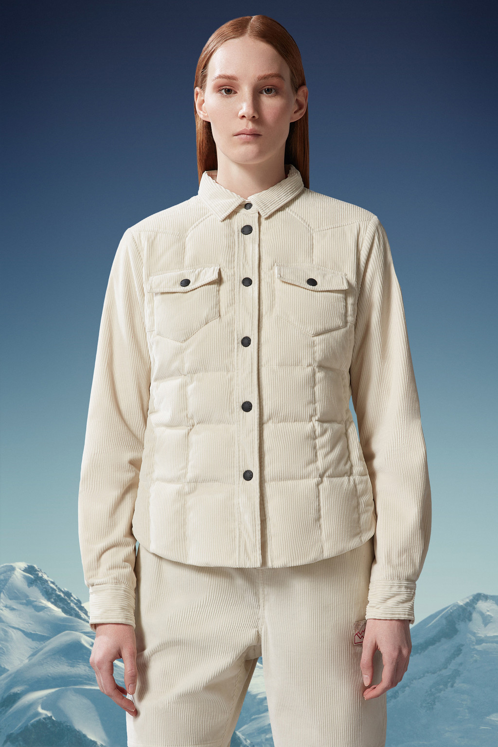 Milk White Nangy Down Shacket - Short Down Jackets for Women | Moncler SG