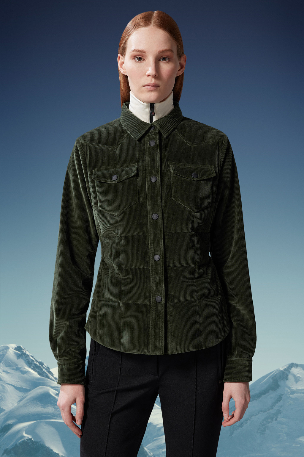 Dark Green Nangy Down Shacket - Short Down Jackets for Women | Moncler CH