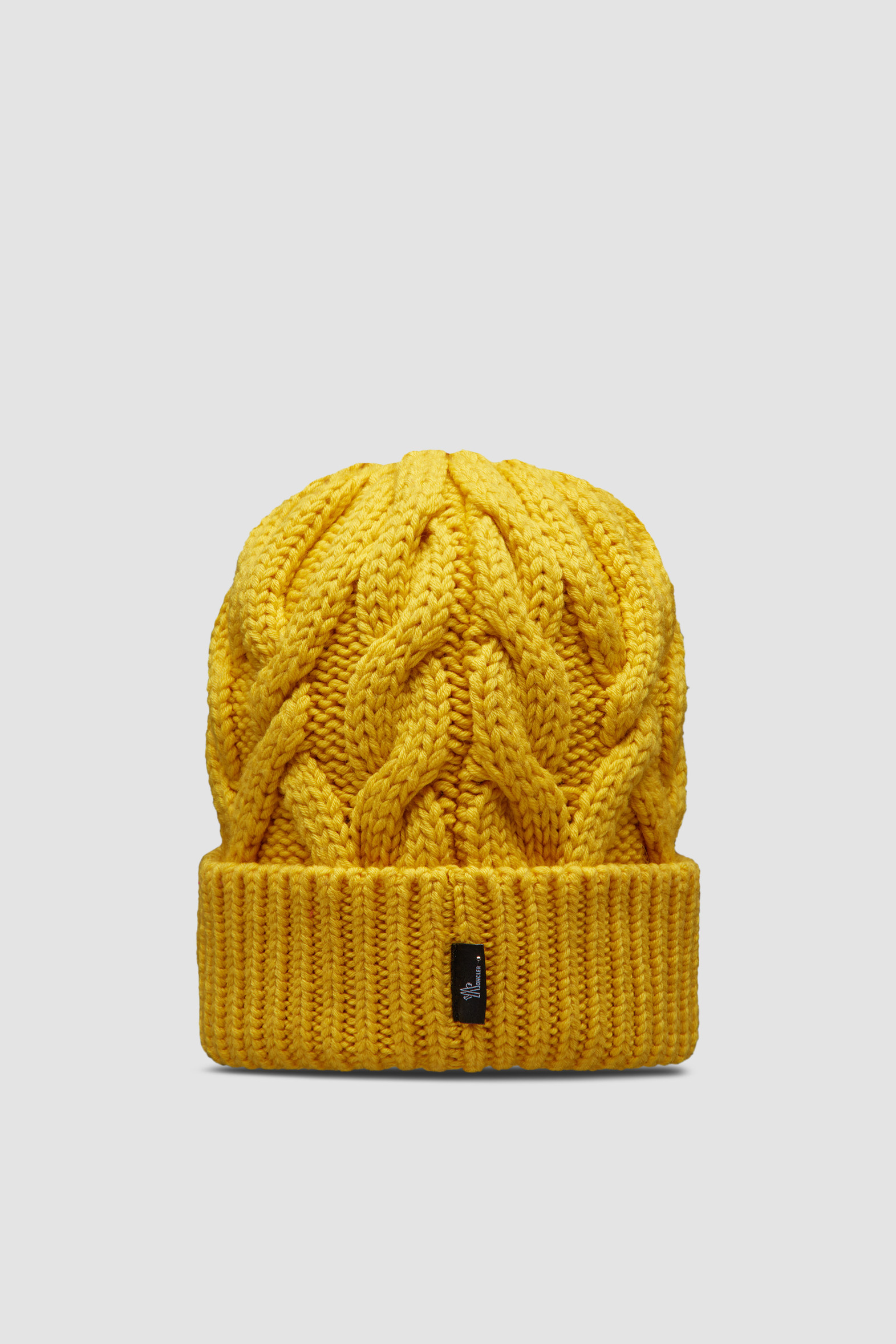 Sunny Yellow Cable Knit Wool Beanie - Hats & Beanies for Women | Moncler HR