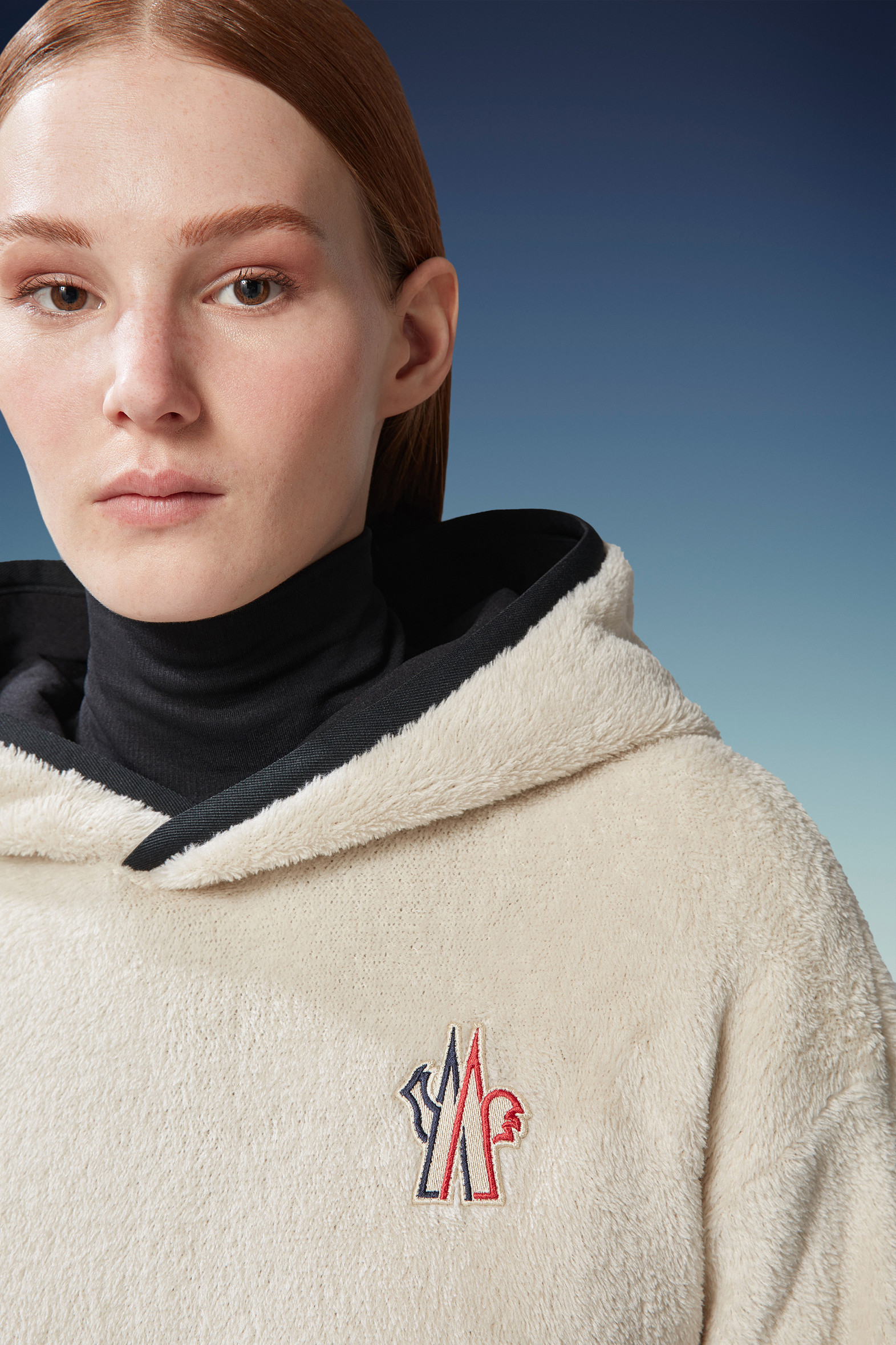 Beige Fleece Hoodie - Sweatshirts for Women | Moncler HR