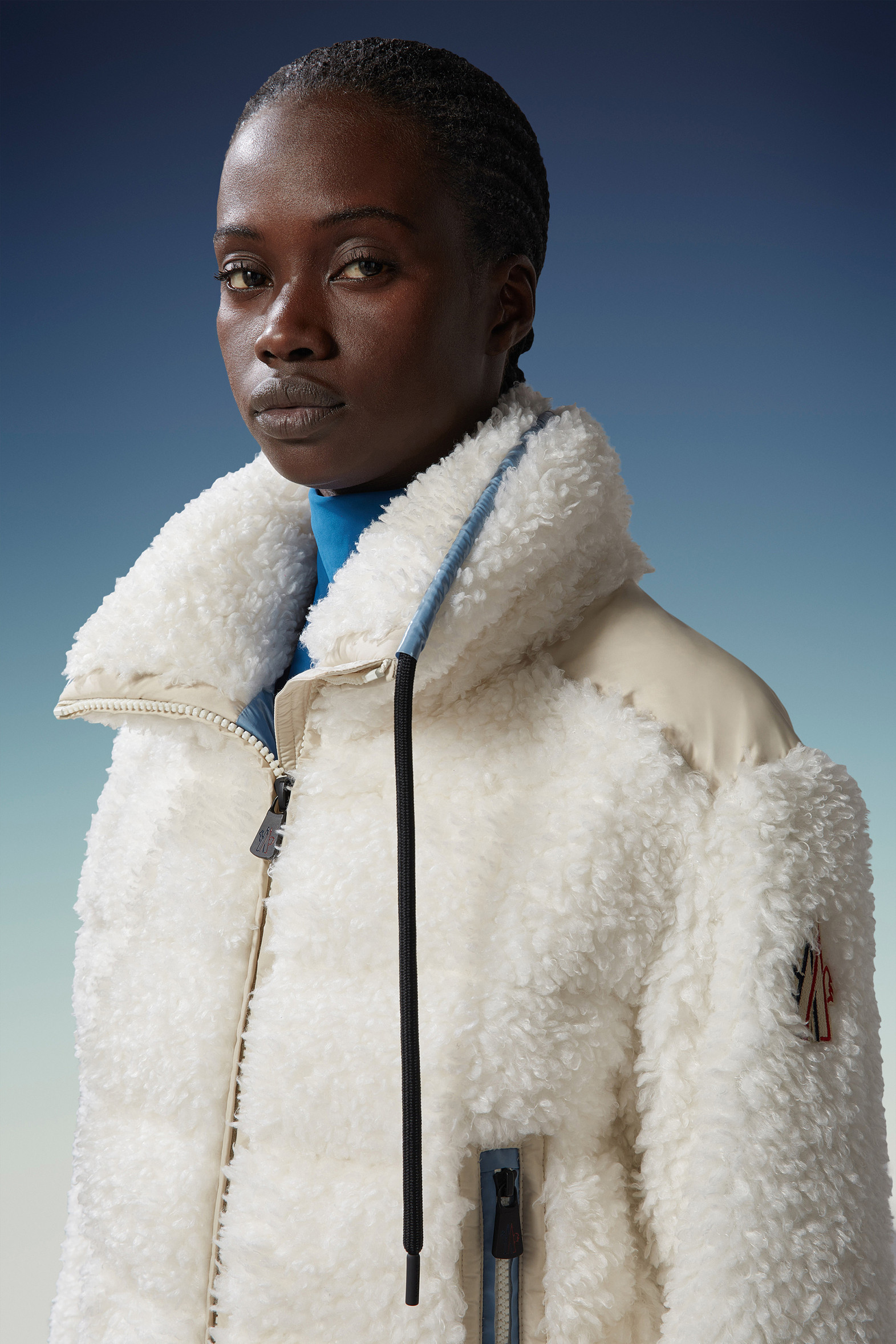 White Padded Teddy Zip-Up Sweatshirt - Sweatshirts for Women | Moncler HR