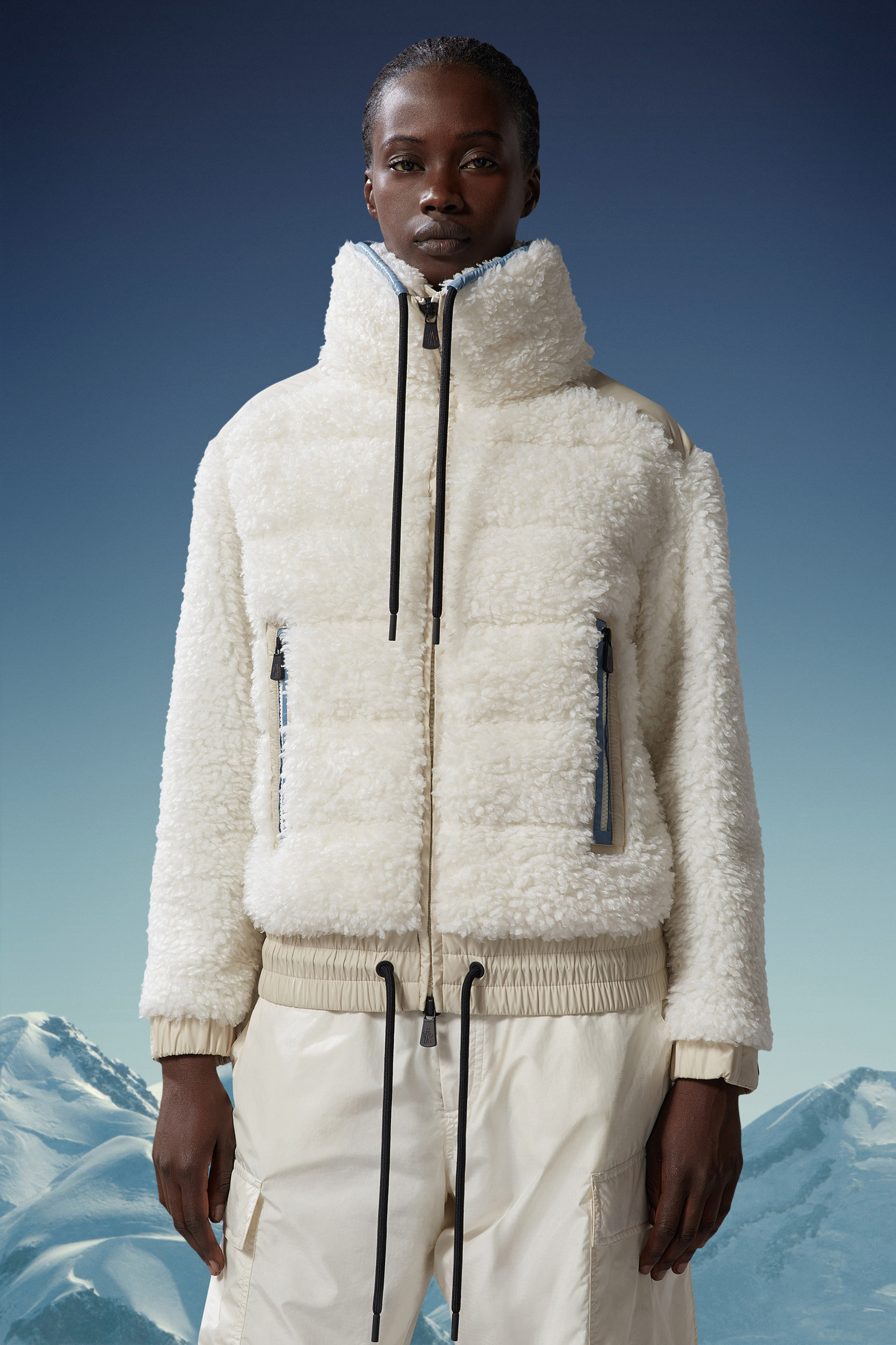 White Padded Teddy Zip-Up Sweatshirt - Sweatshirts for Women | Moncler HR