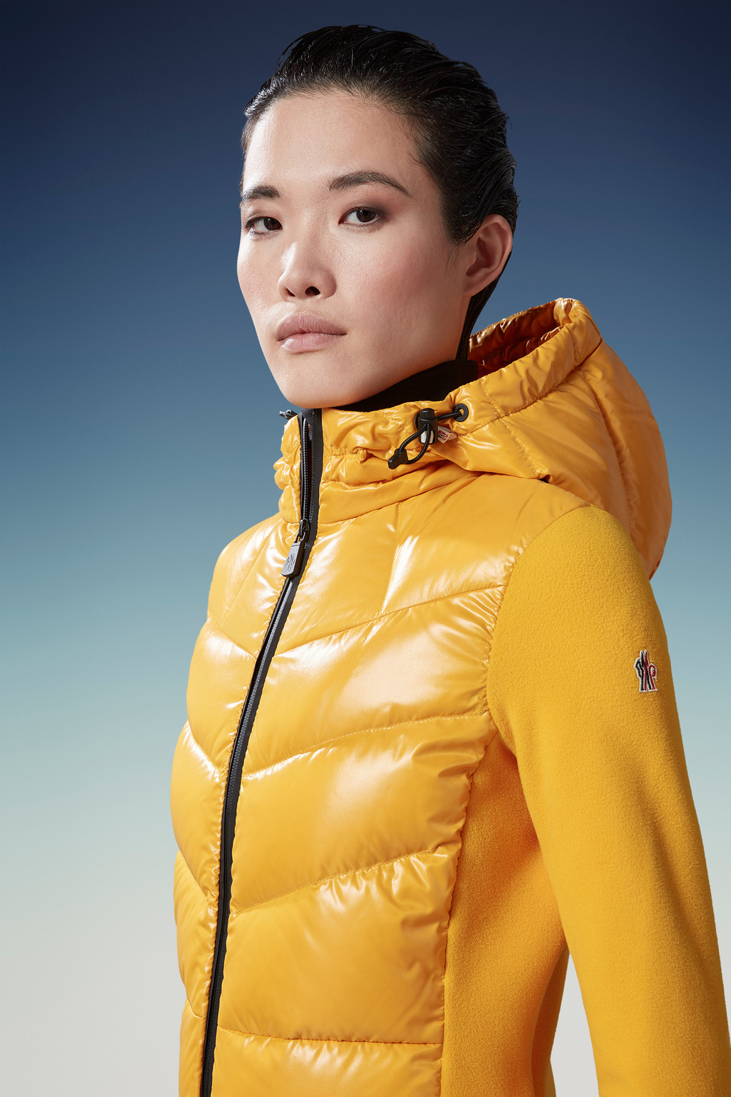 Yellow Padded Fleece Hoodie - Sweatshirts for Women | Moncler CY
