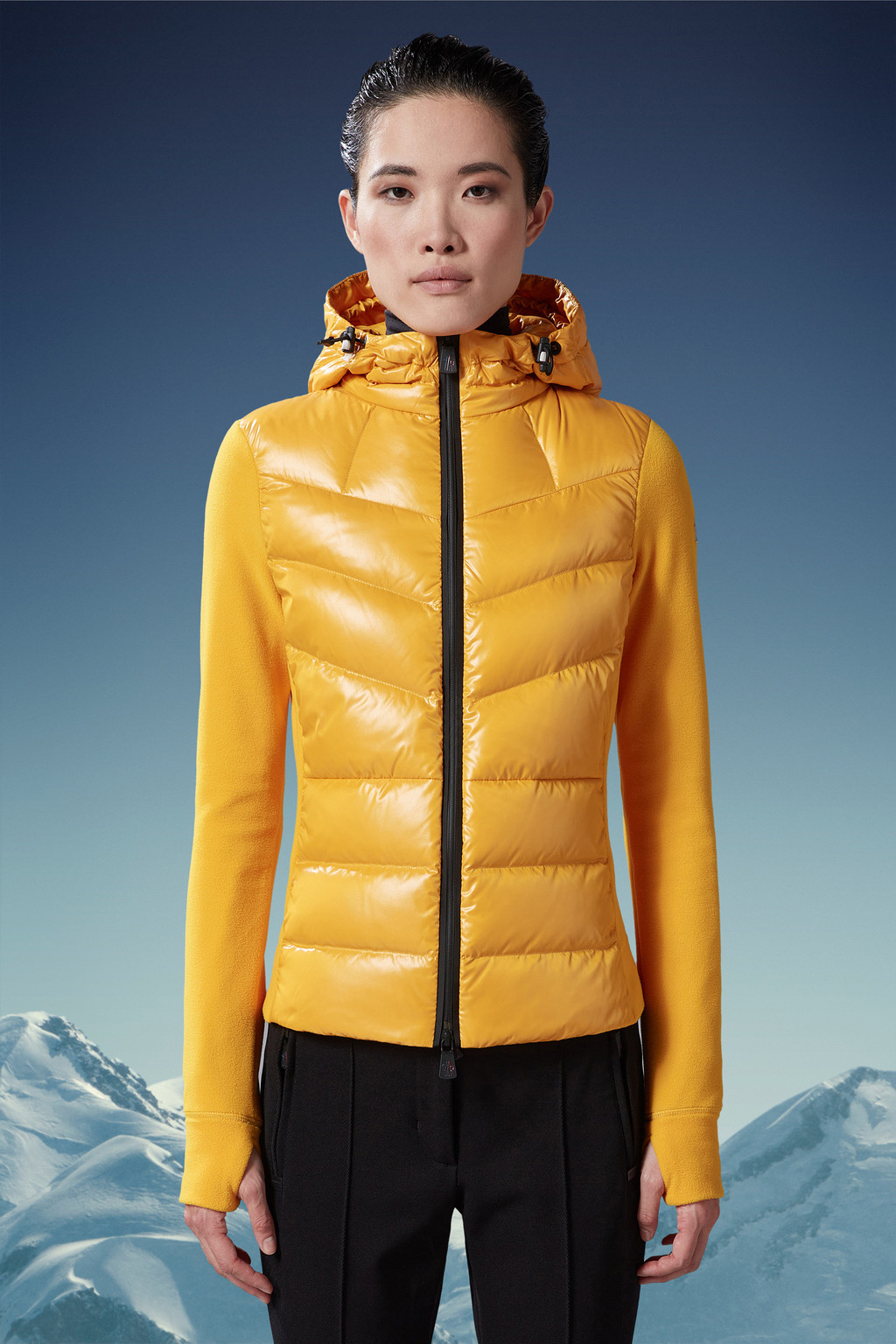 Yellow Padded Fleece Hoodie - Sweatshirts for Women | Moncler GB