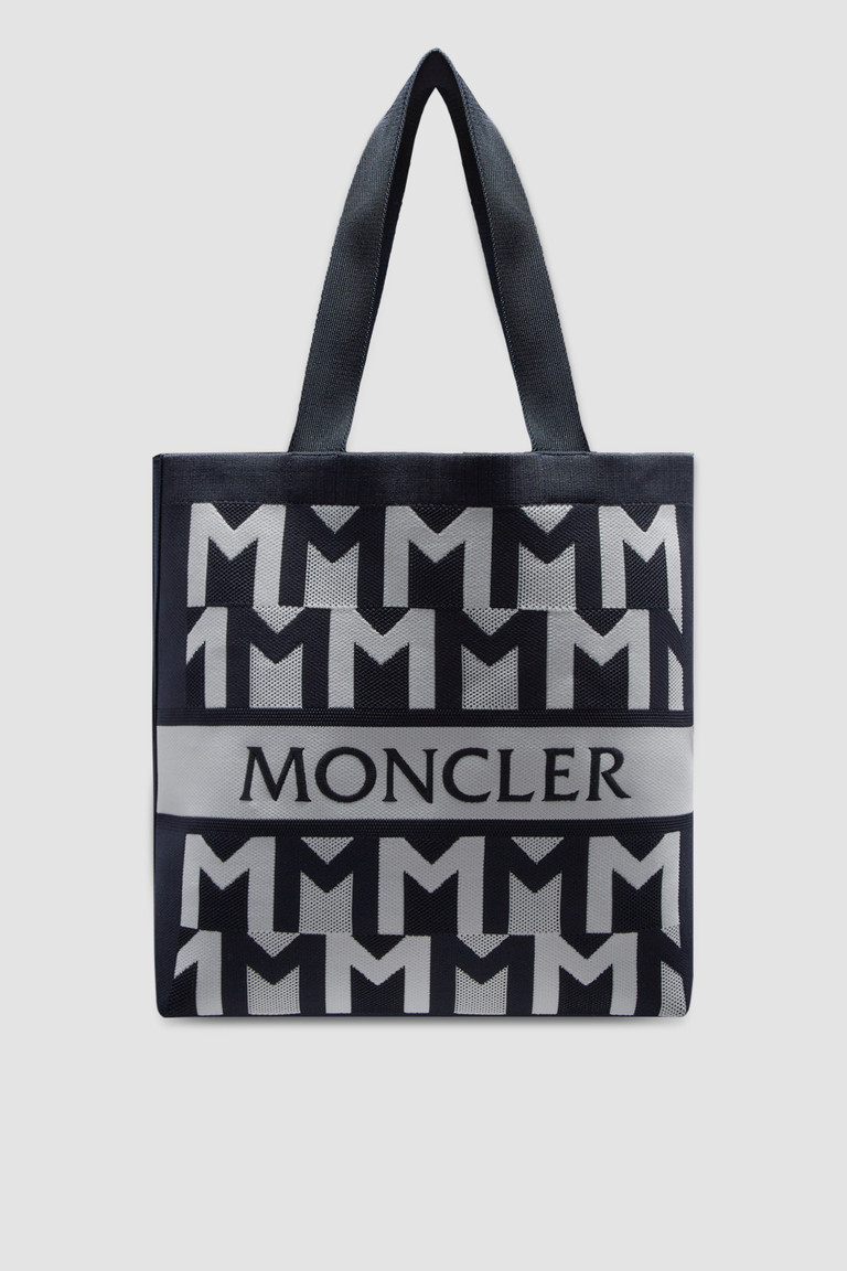 White & Blue Monogram Knit Tote Bag - Bags & Small Accessories for Men ...