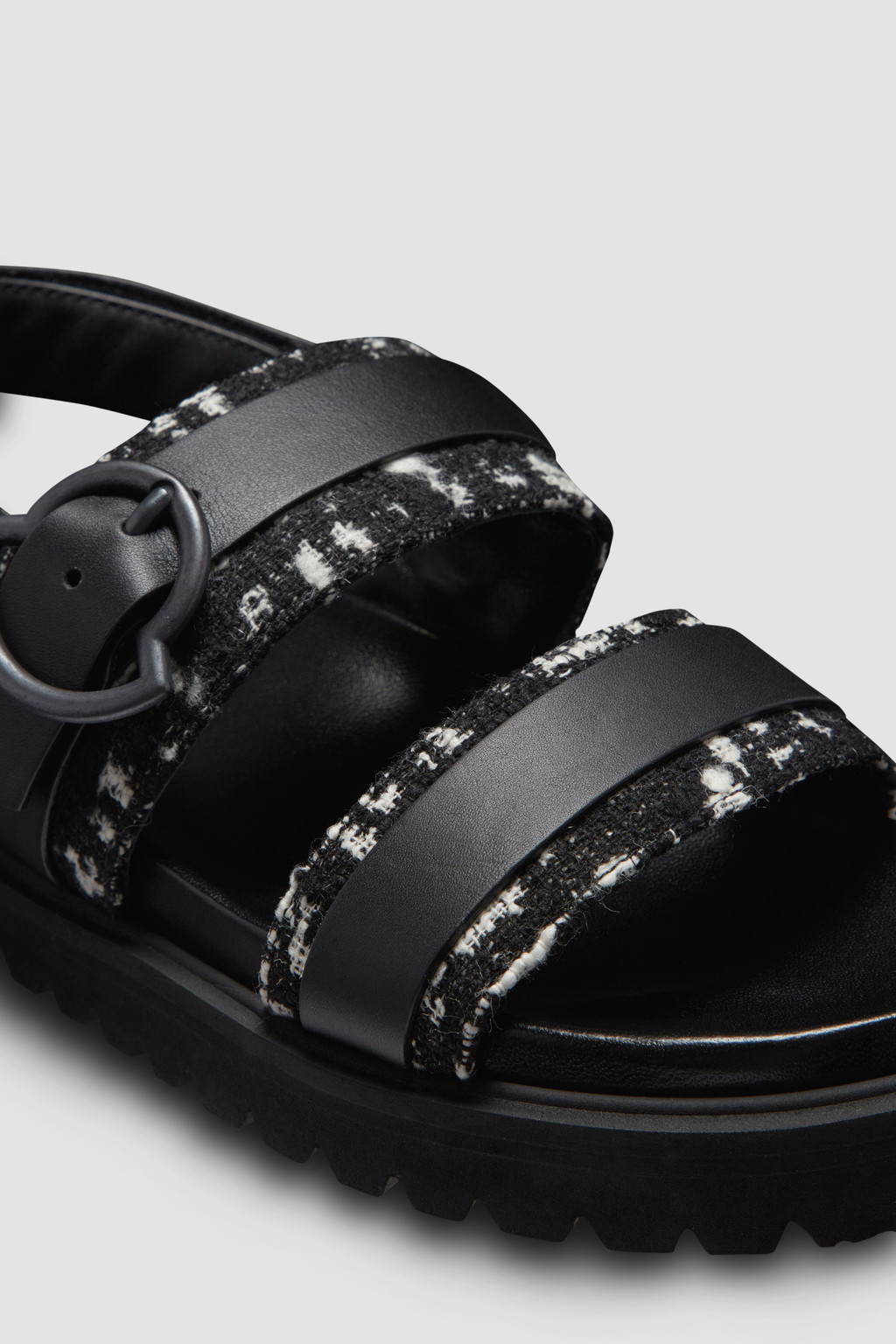 Black & White Bell Buckle Sandals - Sandals & Sliders for Women ...