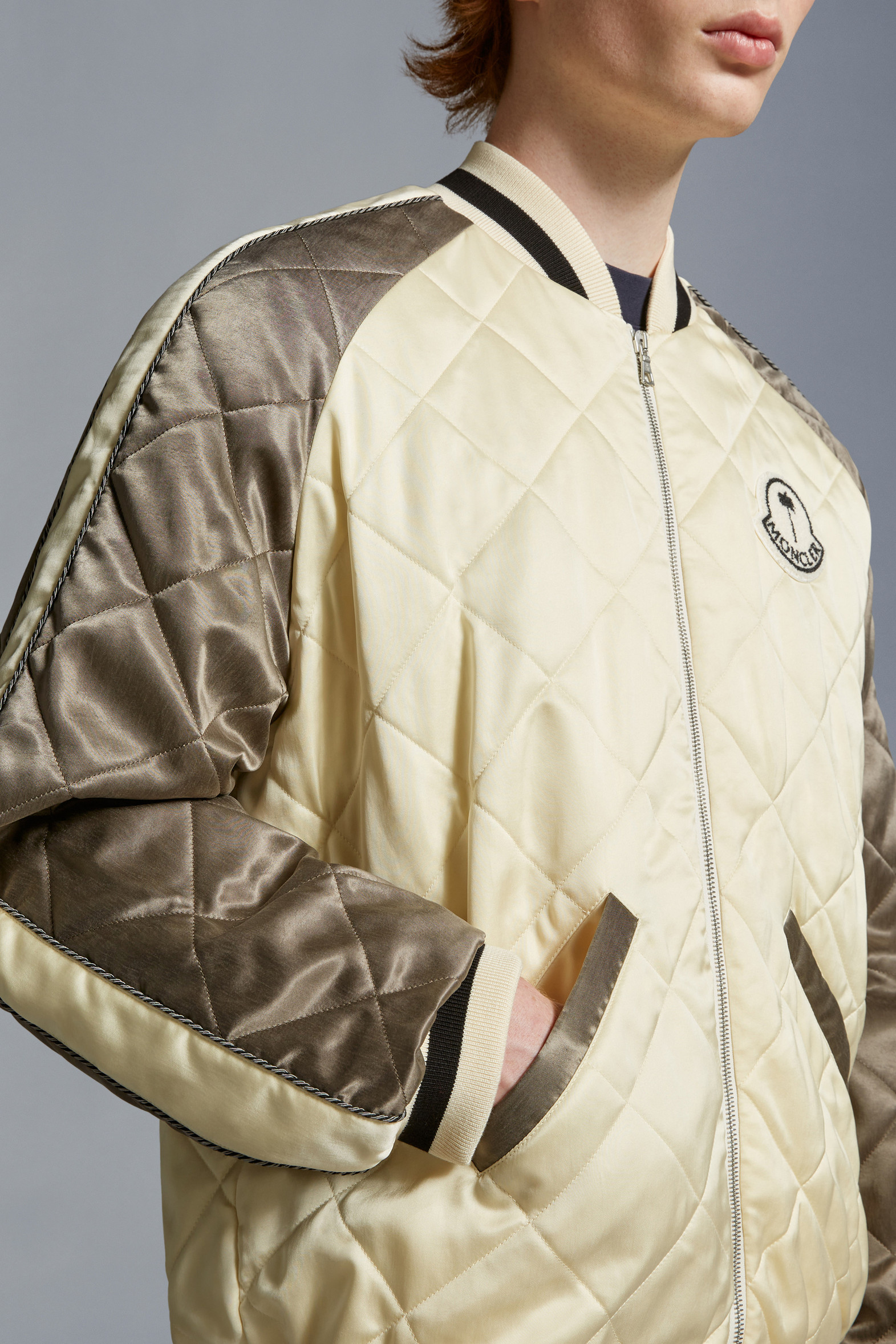 White & Brown Gosper Down Varsity Jacket - Moncler x Palm Angels for ...