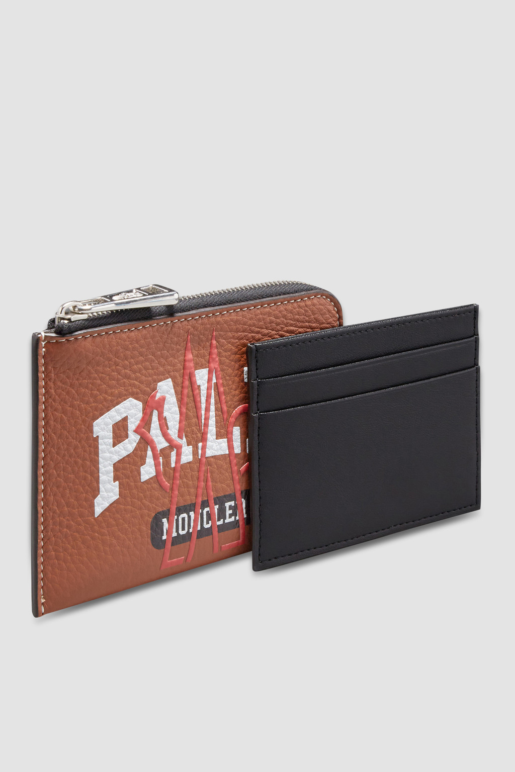 Brown Logo Leather Card Holder - Moncler x Palm Angels for Genius ...