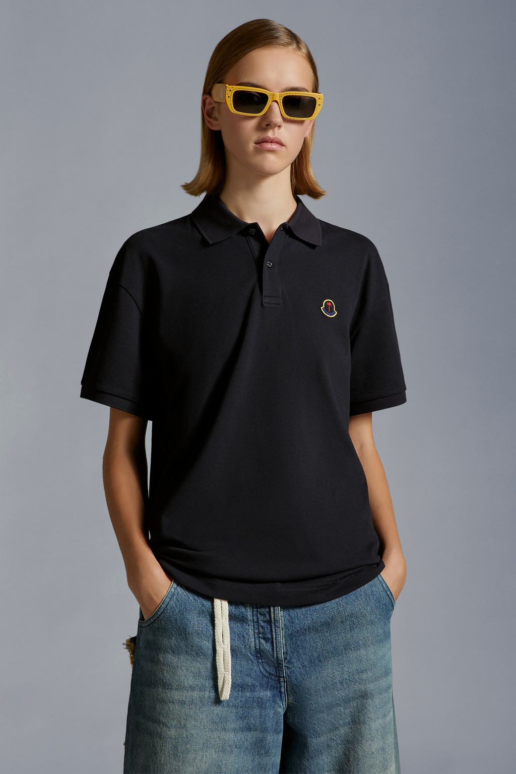 Navy Blue Logo Polo Shirt - Moncler x Palm Angels for Genius | Moncler DE