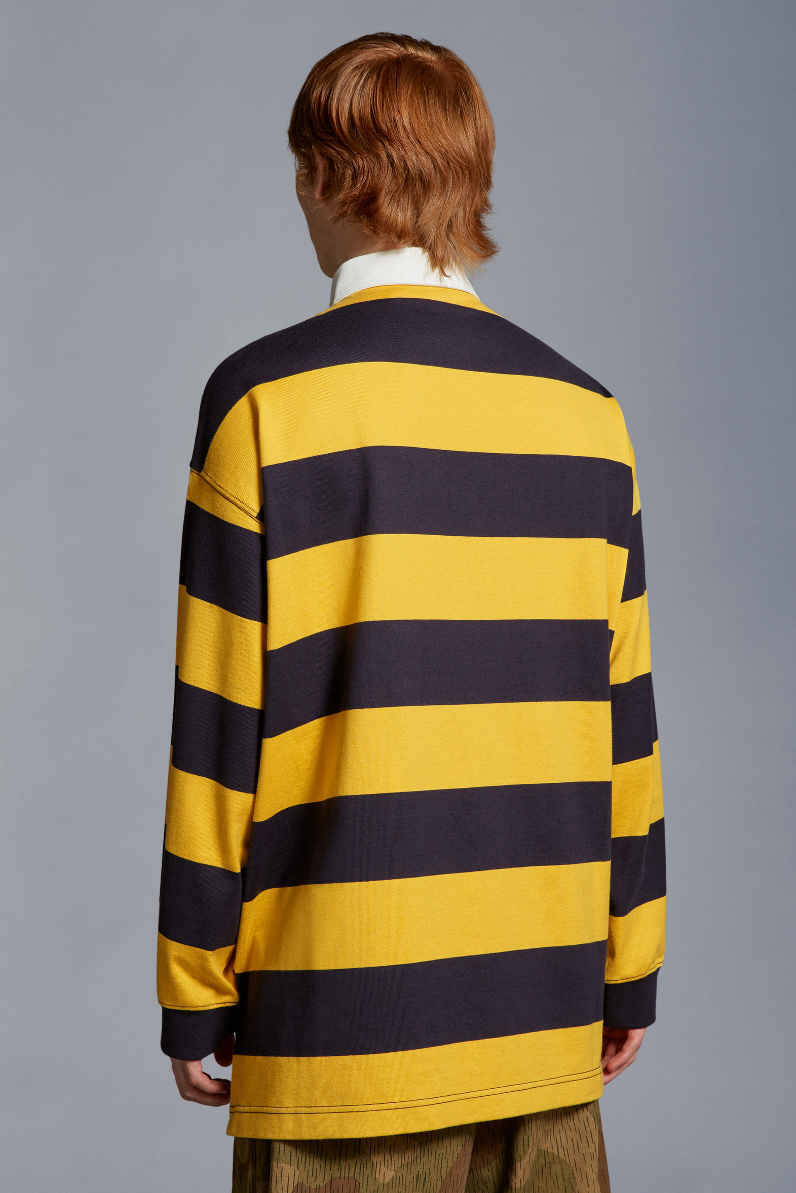 Yellow & Black Striped Long Sleeve Polo Shirt - Moncler x Palm Angels ...