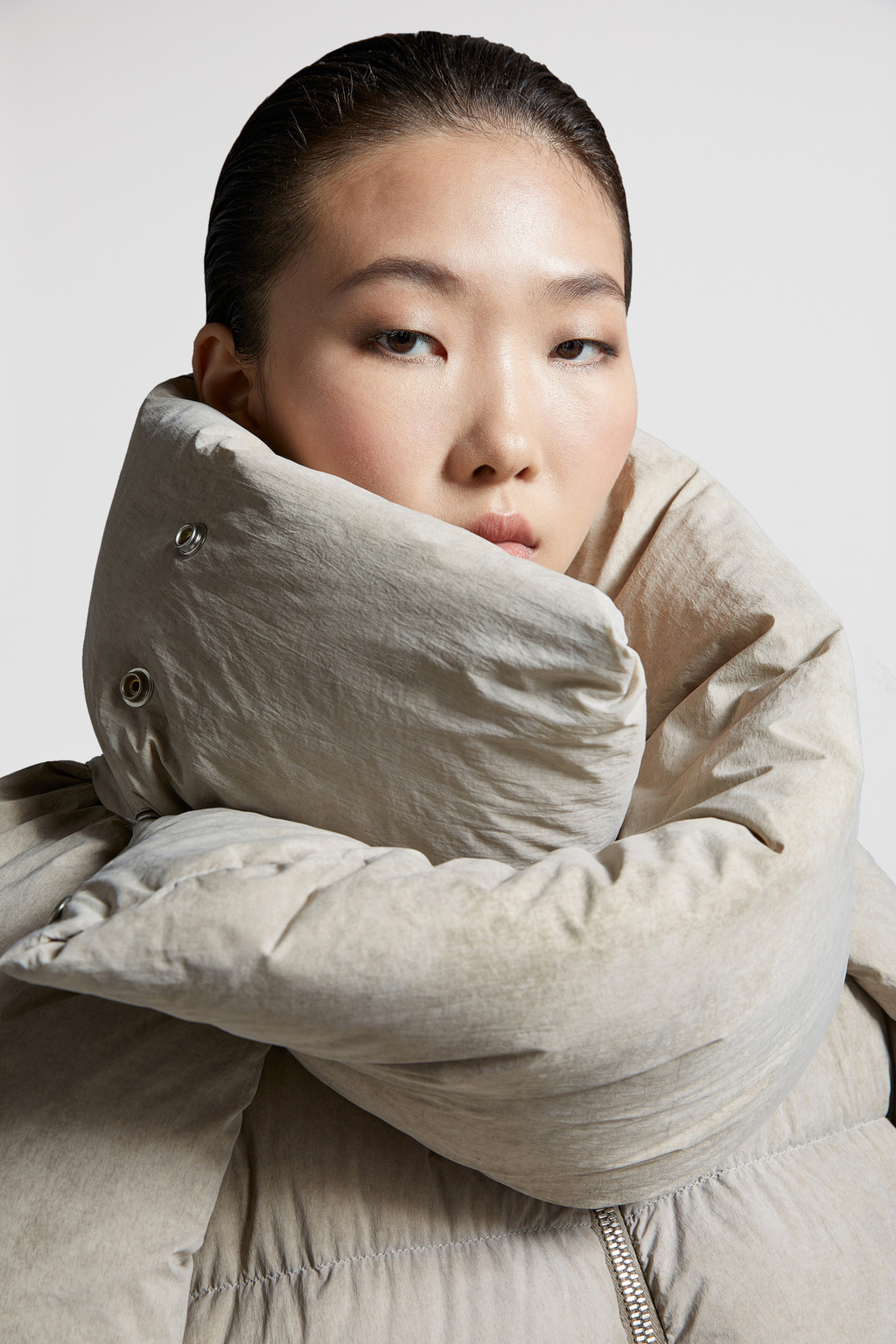 Beige & Green Convertible Long Down Jacket - for Special Projects ...