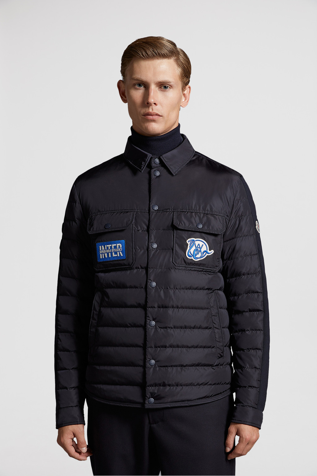 Dark Blue Inter x Moncler by Arsham Down Shacket - Short Down Jackets ...