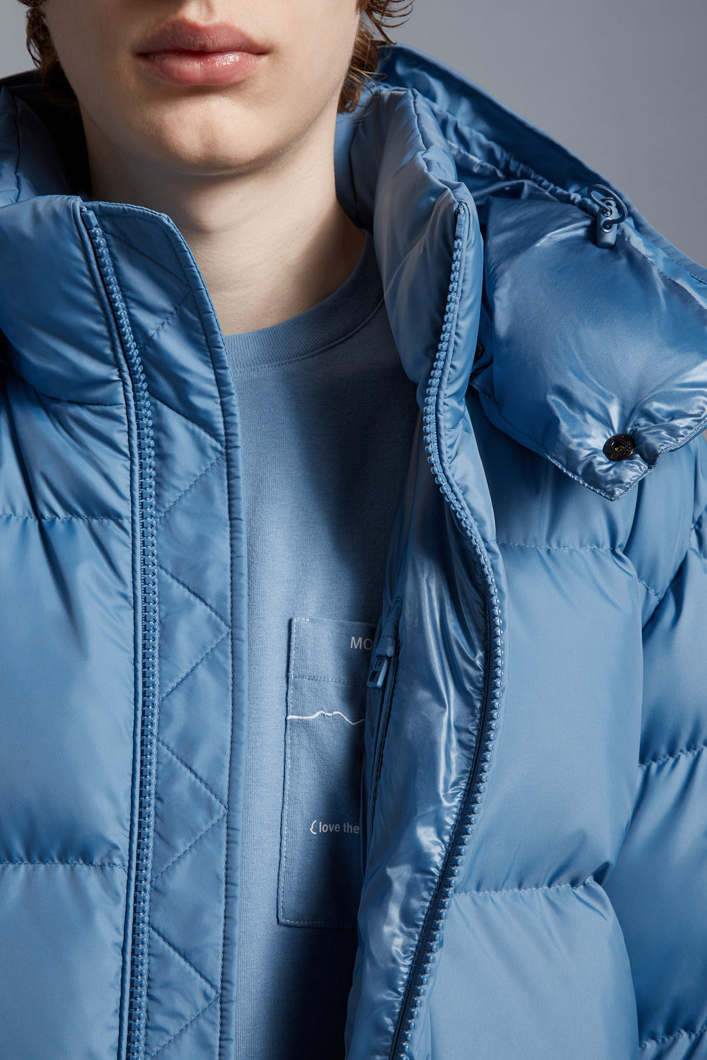 Light Blue Acanthus Short Down Jacket - Moncler x Frgmnt for Genius ...