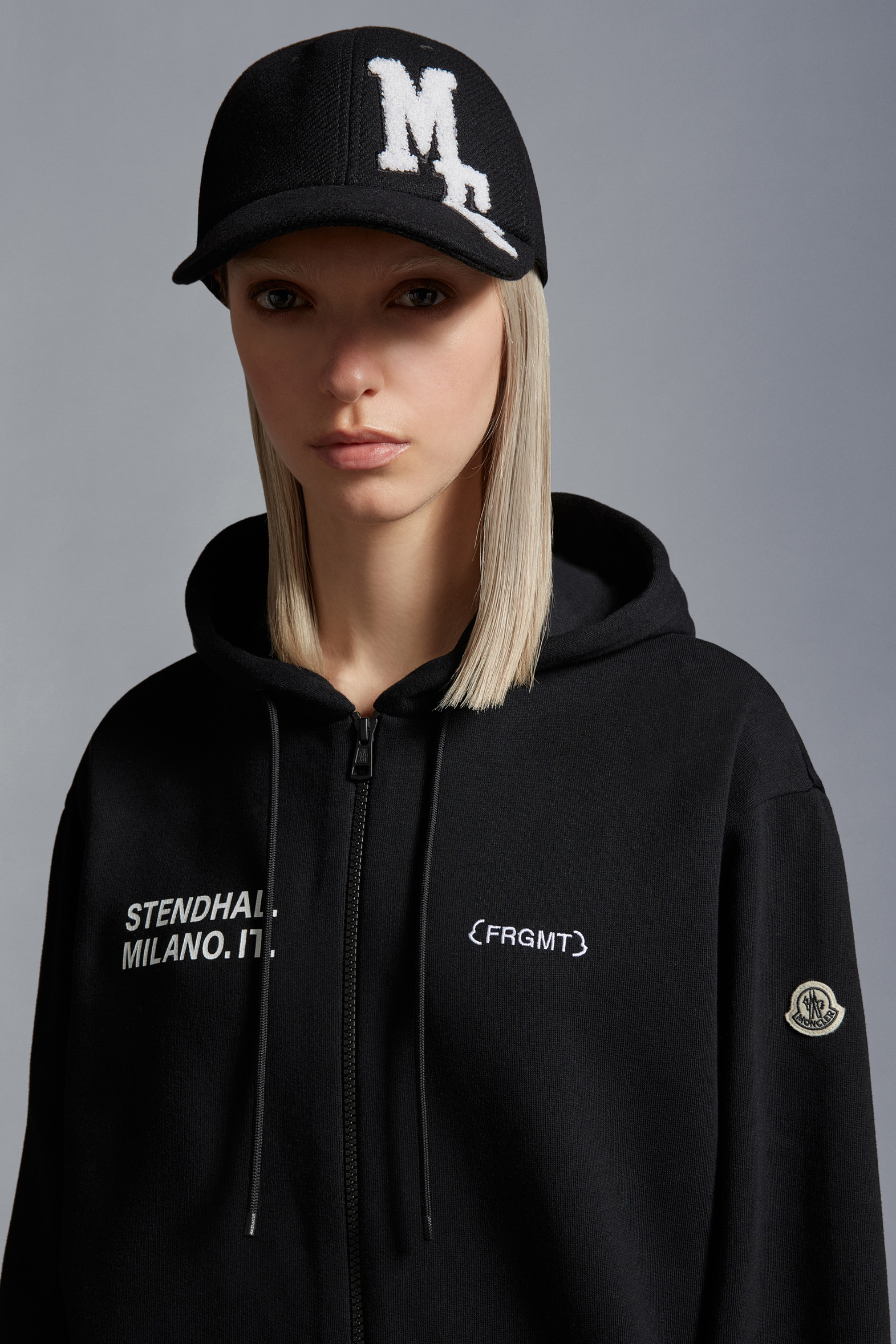 Black Logo Motif Zip-Up Hoodie - Moncler x Frgmnt for Genius | Moncler SE