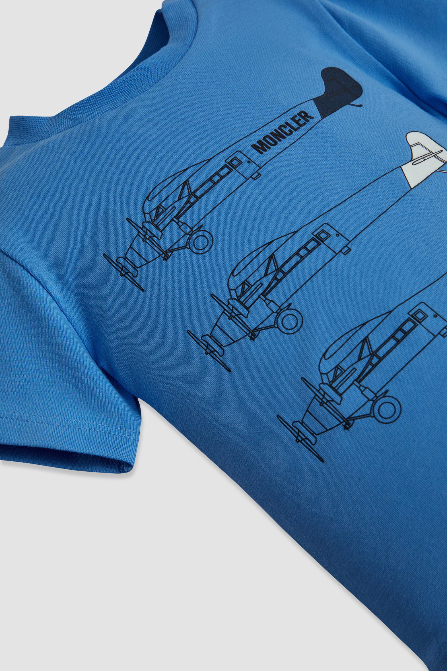 Sky Blue Airplane Motif T-Shirt - Clothing for Children | Moncler HR