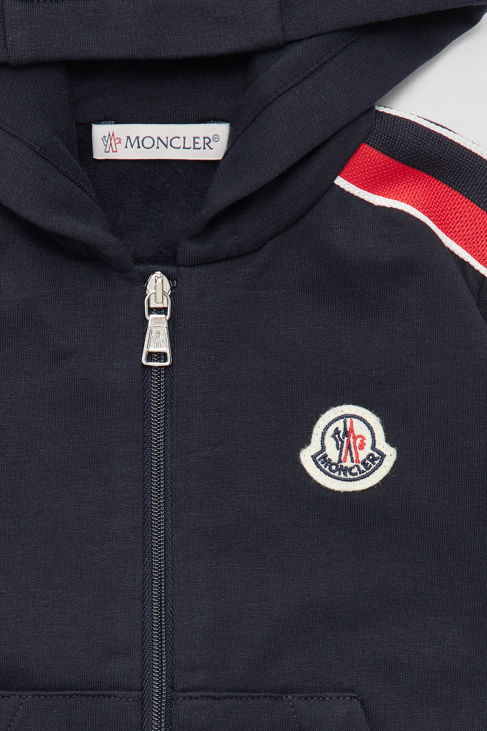 Navy Blue Tricolour Fleece Hoodie - Clothing for Children | Moncler NL