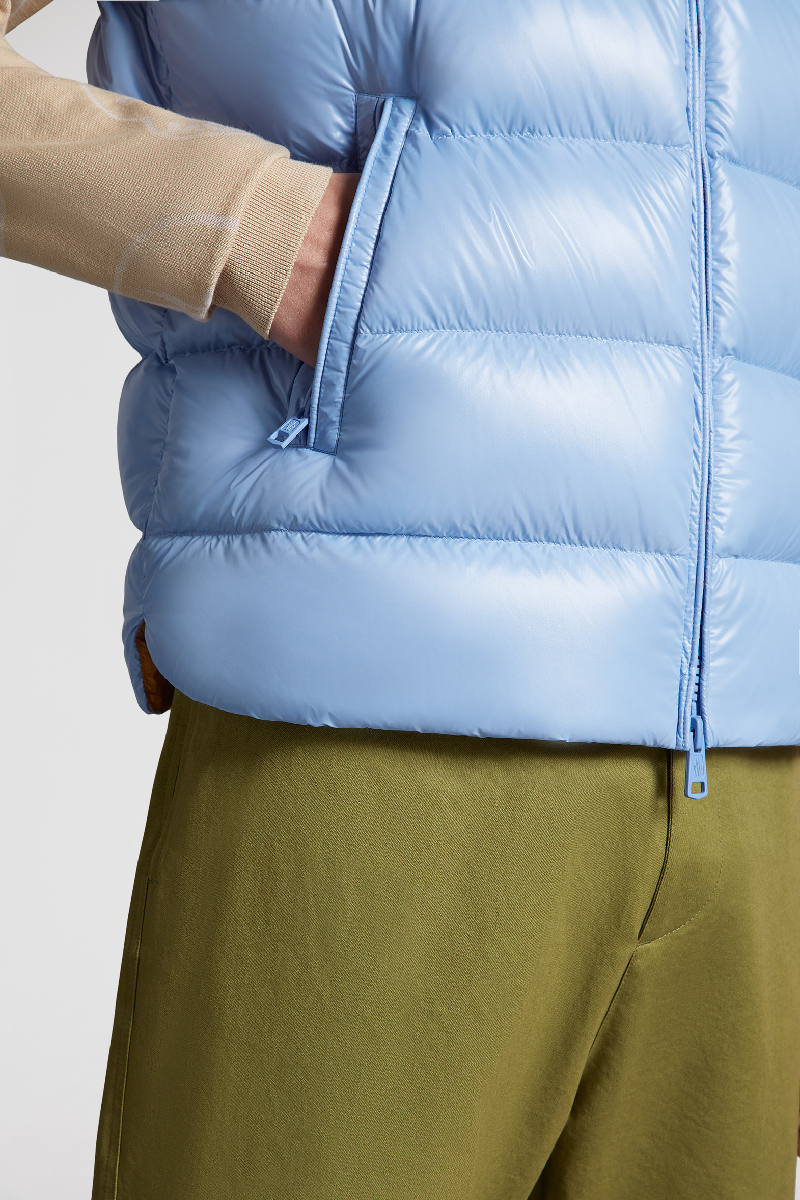 Light Blue Parke Down Gilet - Vests for Men | Moncler BE