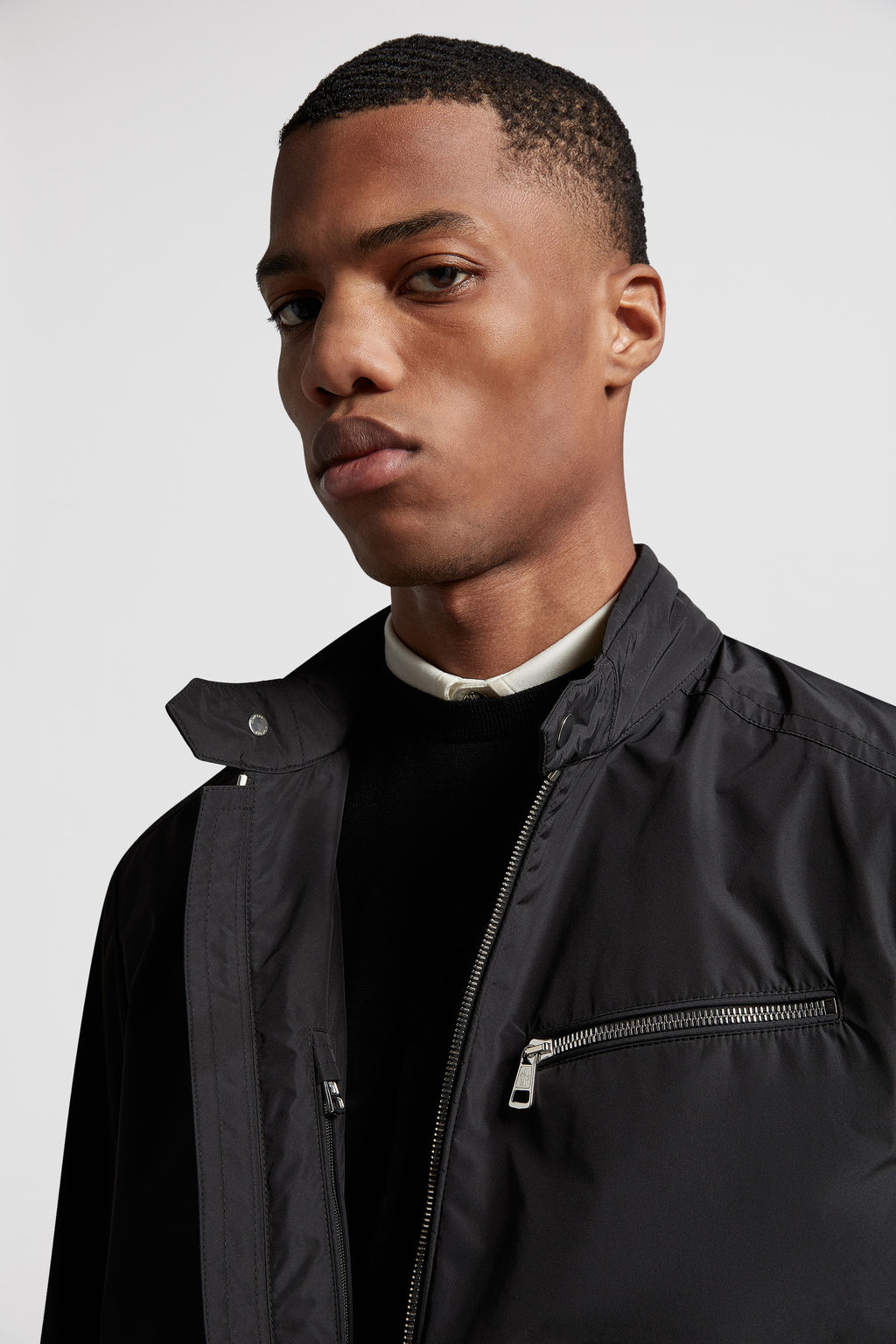 Black Drome Biker Jacket - Windbreakers & Raincoats for Men | Moncler FR