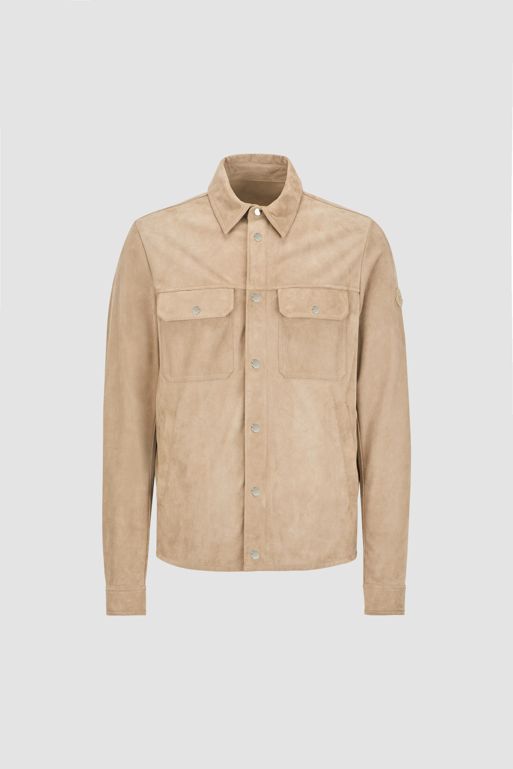 Beige Corborant Leather & Suede Shacket - Coats & Jackets for Men ...