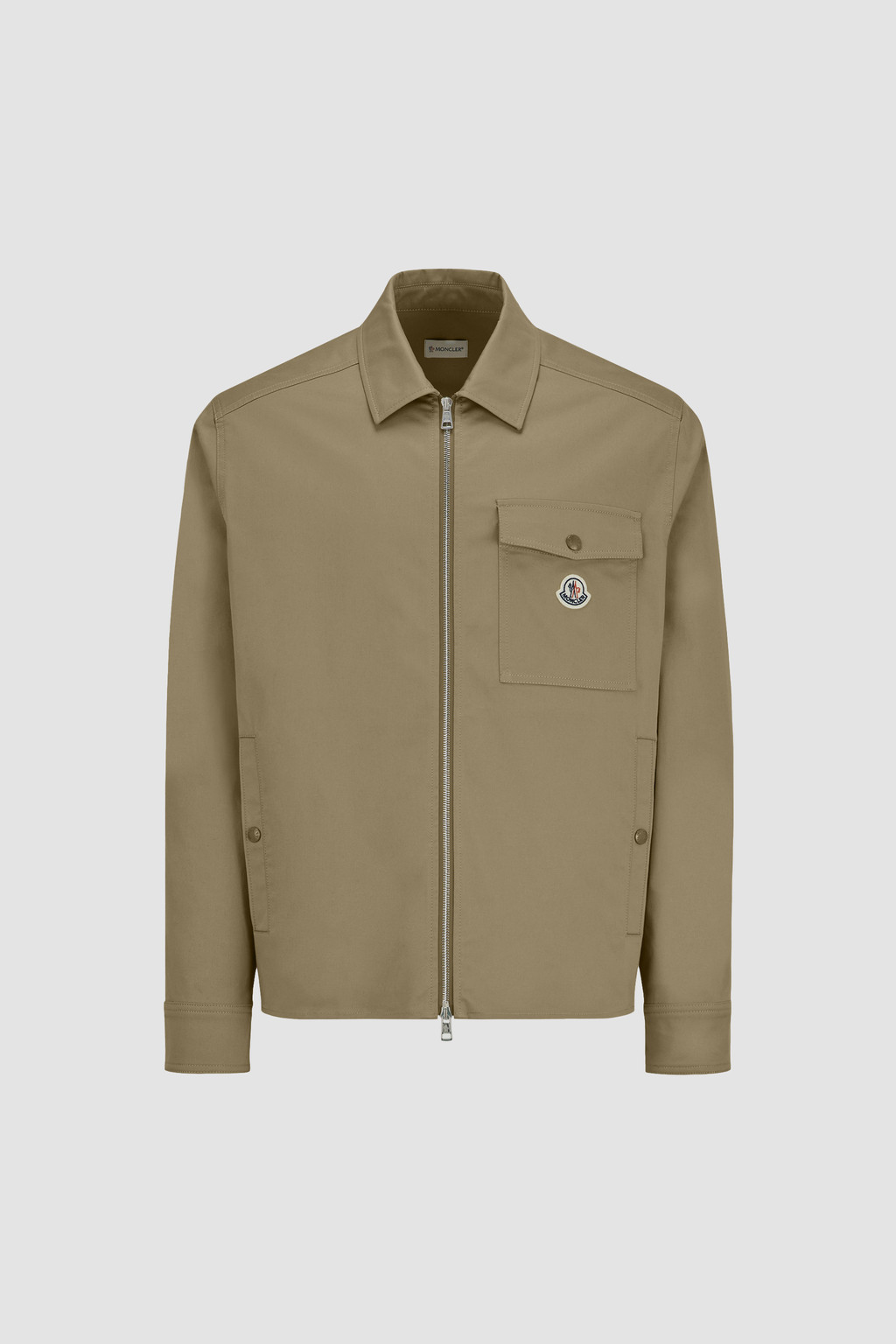 Beige Gabardine Zip-Up Shirt - Spring/Summer for Men | Moncler MT