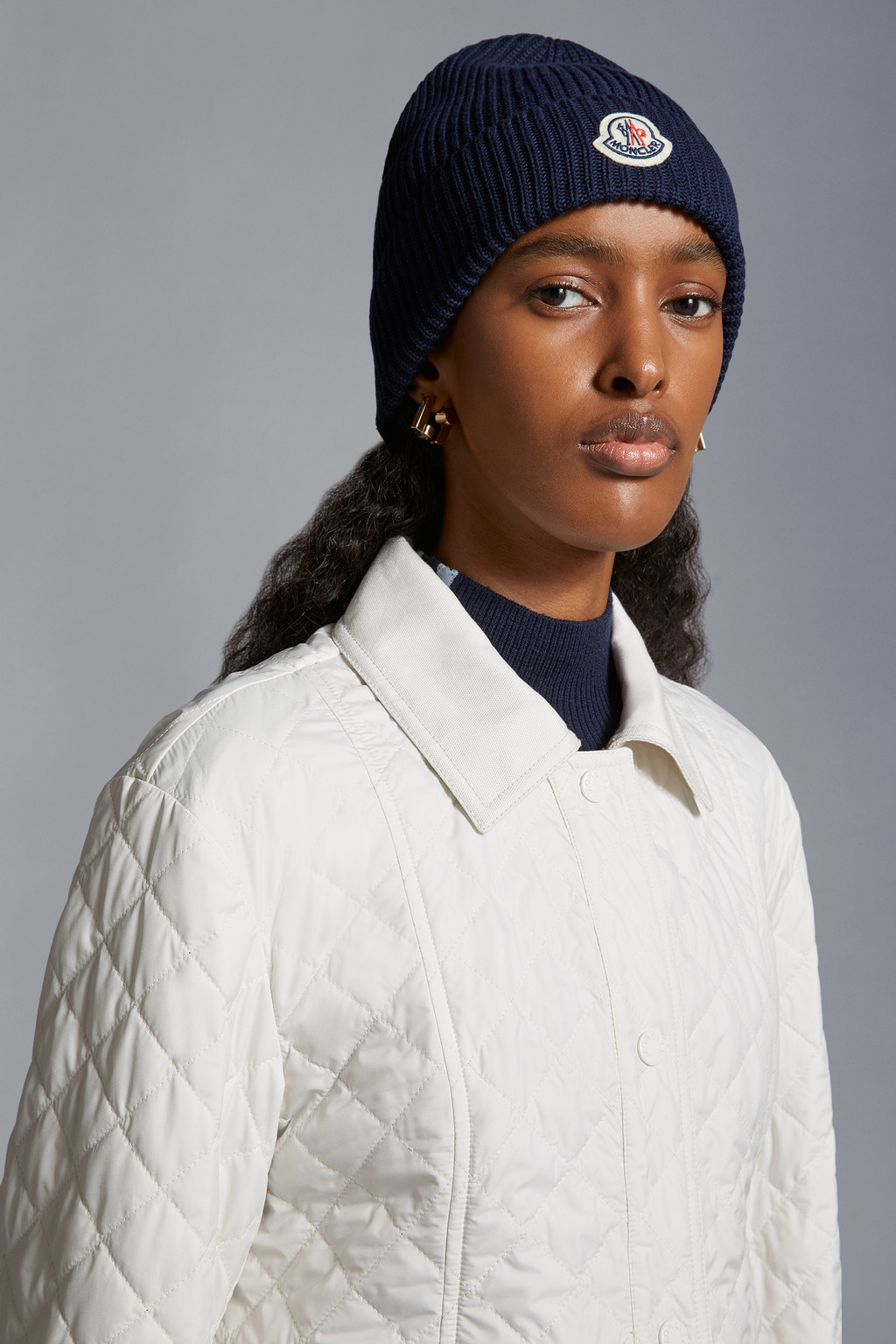 Navy Blue Cotton Beanie - Hats & Beanies for Men | Moncler NL