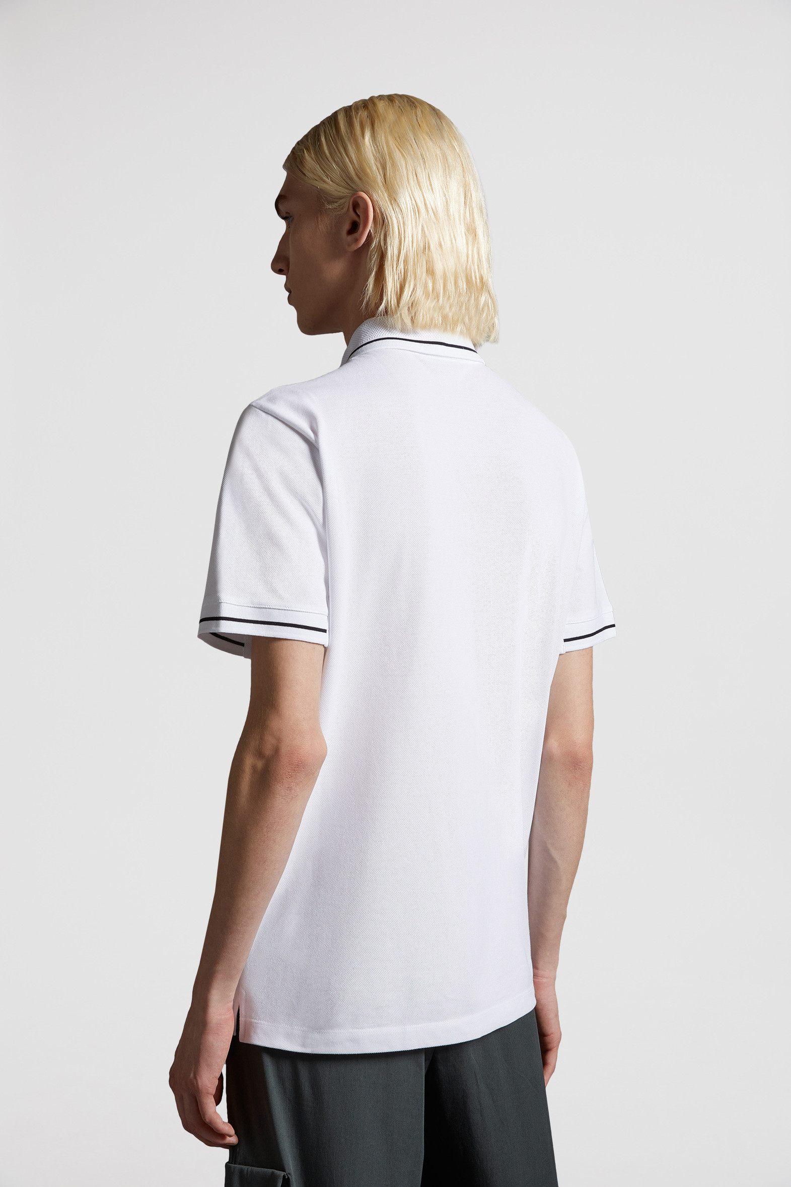Optical White Logo Patch Polo Shirt - Spring/Summer for Men | Moncler LT