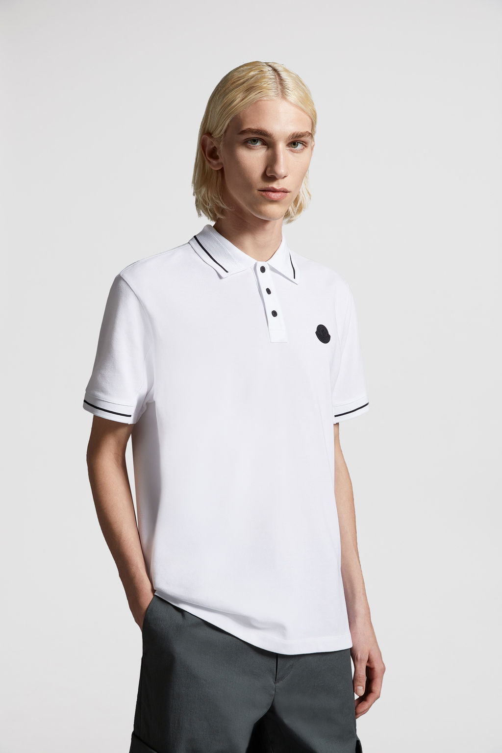 Optical White Logo Patch Polo Shirt - Polos & T-shirts for Men | Moncler NL