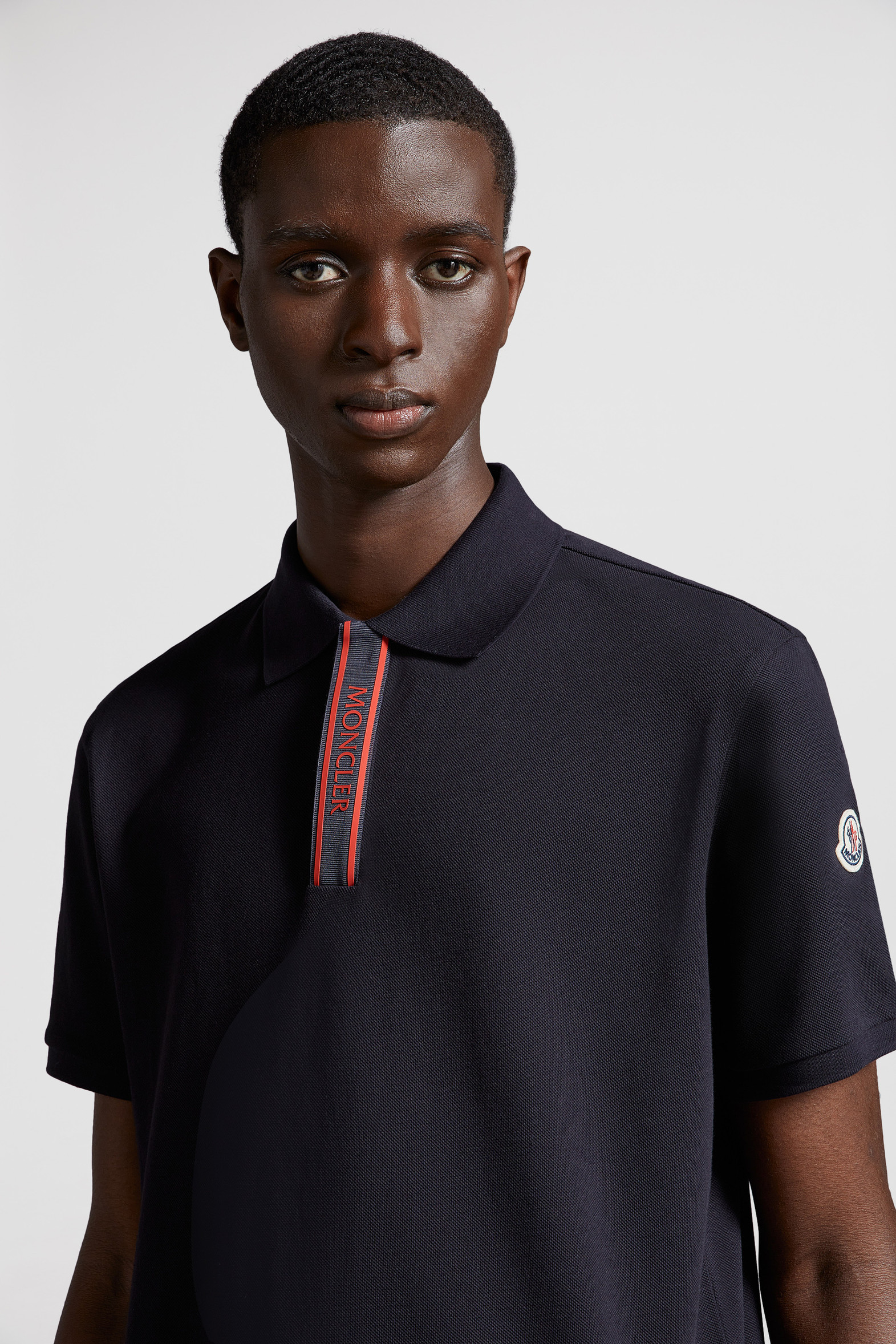 Dark Blue Logo Motif Polo Shirt - Polos & T-shirts for Men | Moncler IT