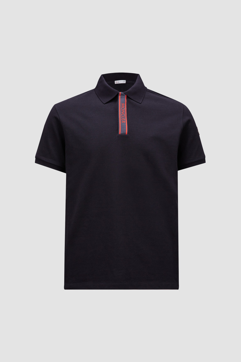Dark Blue Logo Motif Polo Shirt - Polos & T-shirts for Men | Moncler IT