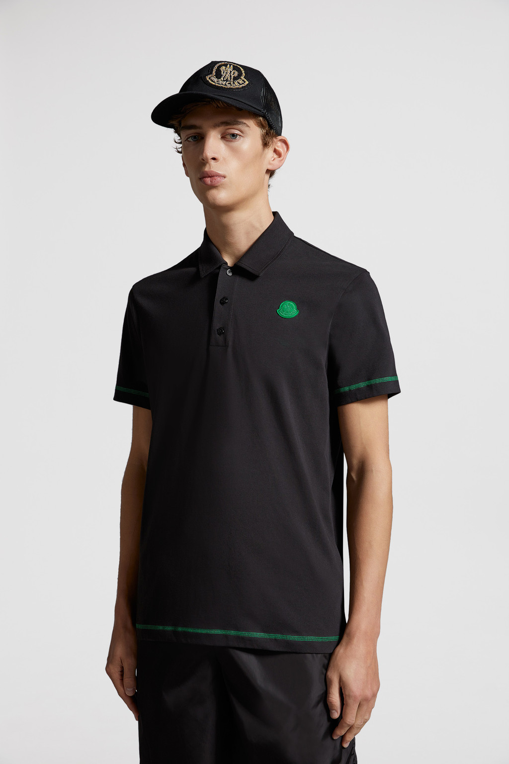 Black Logo Patch Polo Shirt - Polos & T-shirts for Men | Moncler SG
