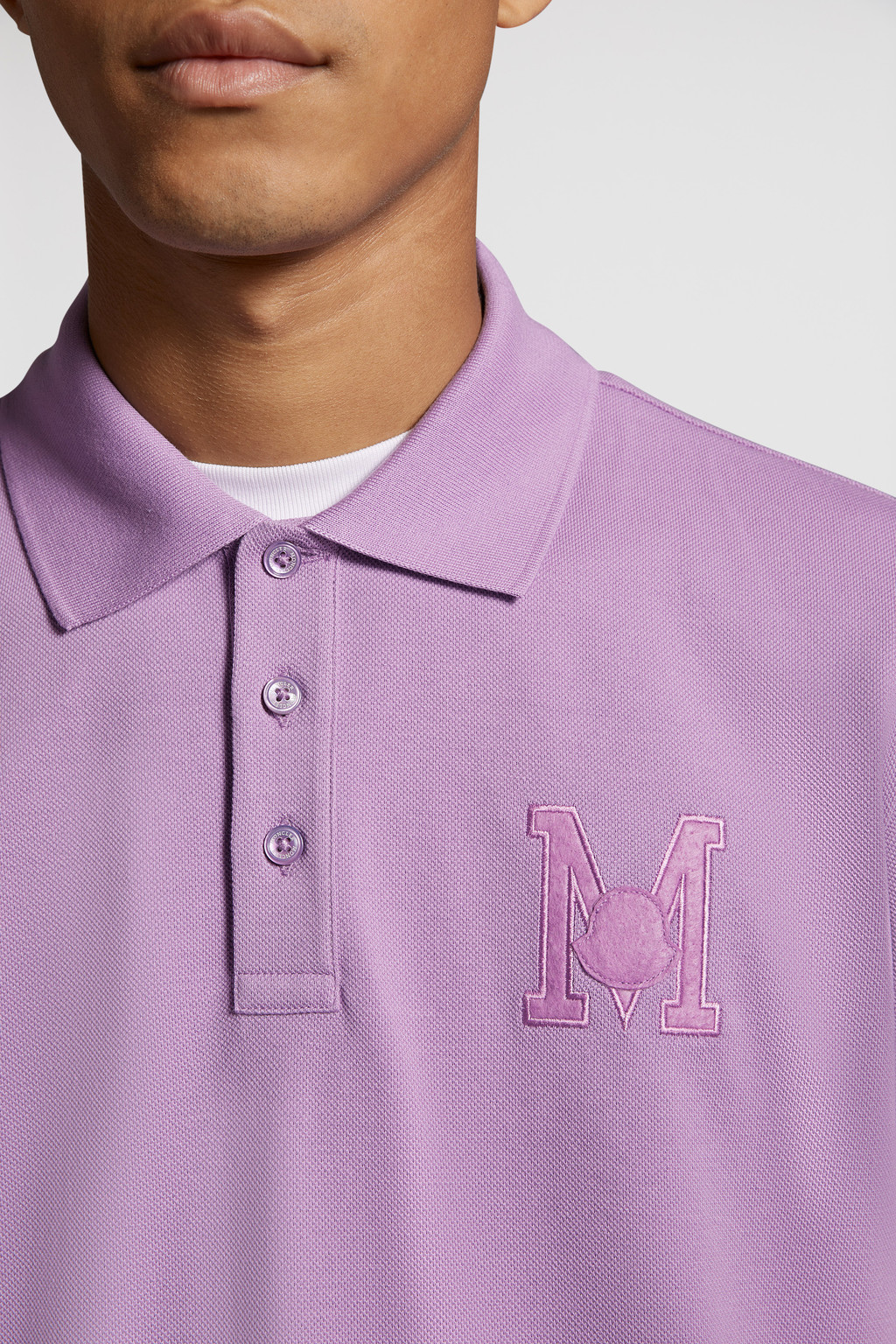 Purple Embroidered Monogram Polo Shirt - Spring/Summer for Men | Moncler CY