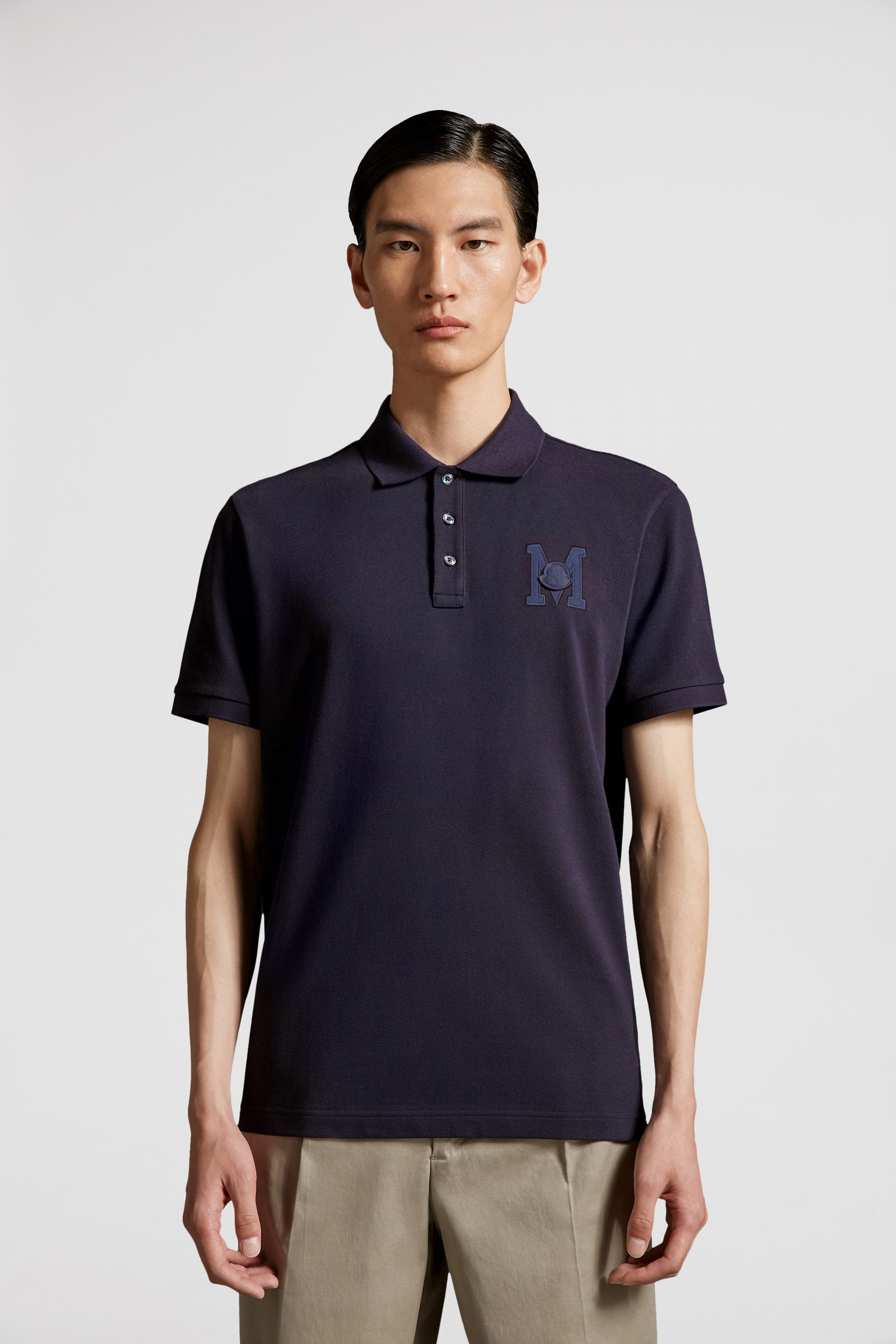 Dark Blue Embroidered Monogram Polo Shirt - Polos & T-shirts for Men ...