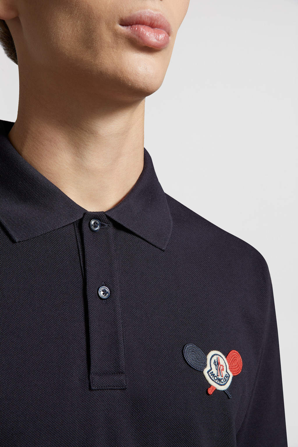 Dark Blue Tennis Logo Patch Polo Shirt - Jackets for Men | Moncler GB