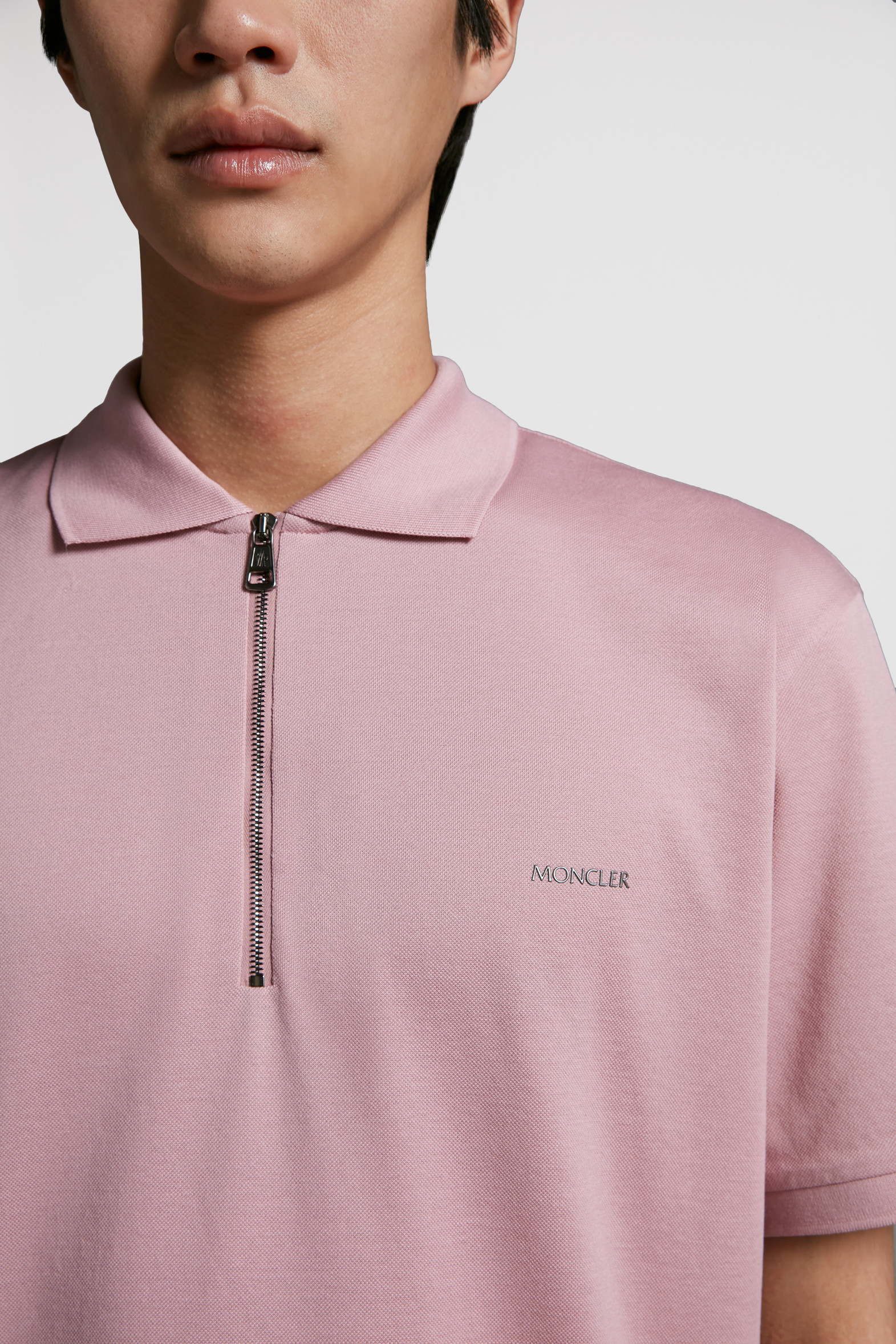 Pink Zip-Up Polo Shirt - Polos & T-shirts for Men | Moncler HK