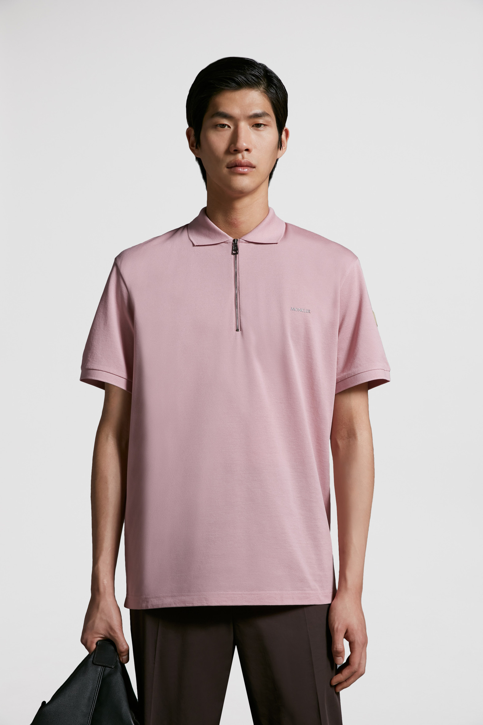 Pink Zip-Up Polo Shirt - Polos & T-shirts for Men | Moncler HK