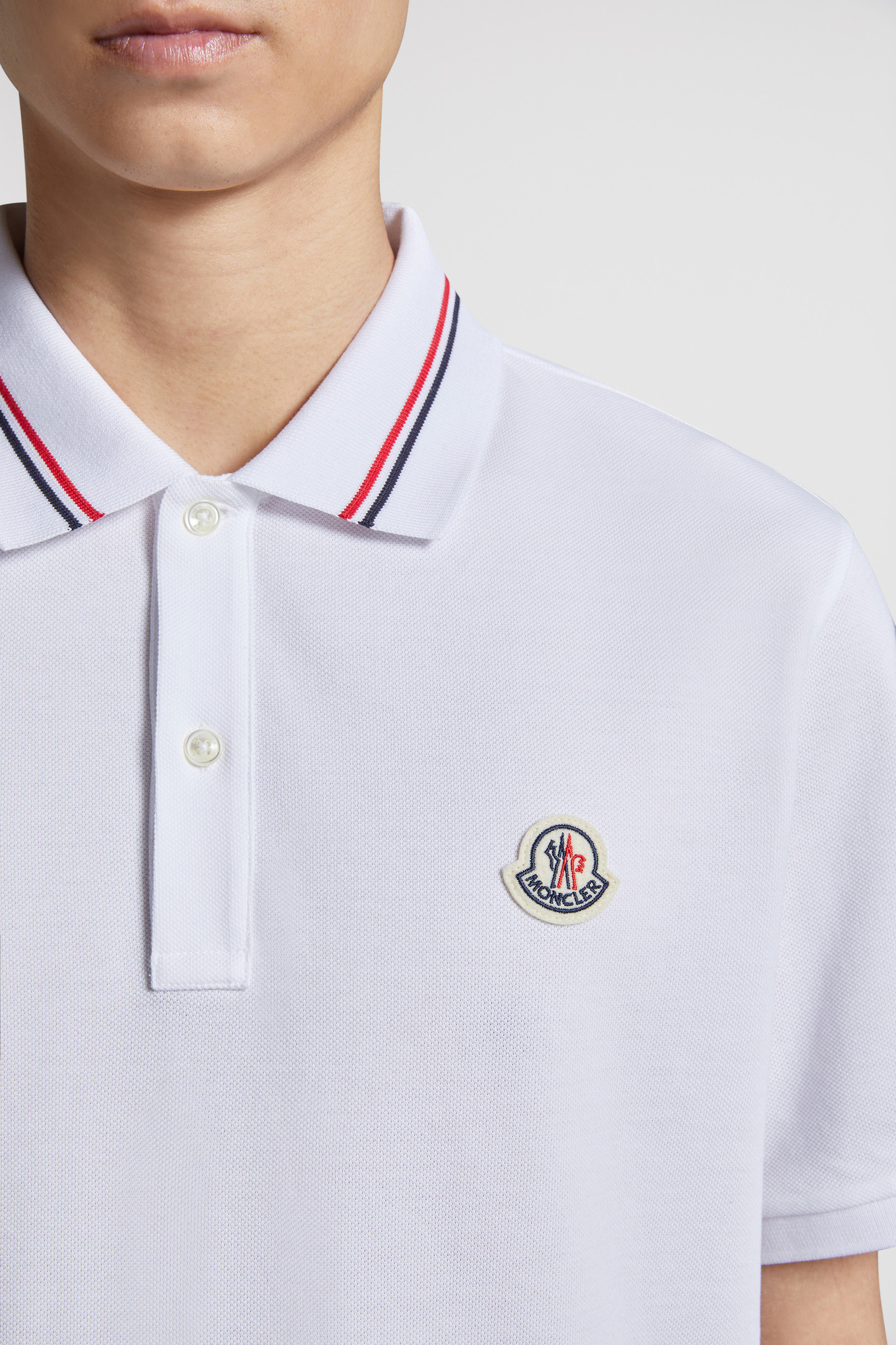 Optical White Logo Patch Polo Shirt - Polos & T-shirts for Men | Moncler HR