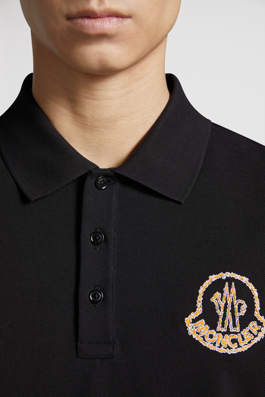 Black Embroidered Logo Polo Shirt - Polos & T-shirts for Men | Moncler CY