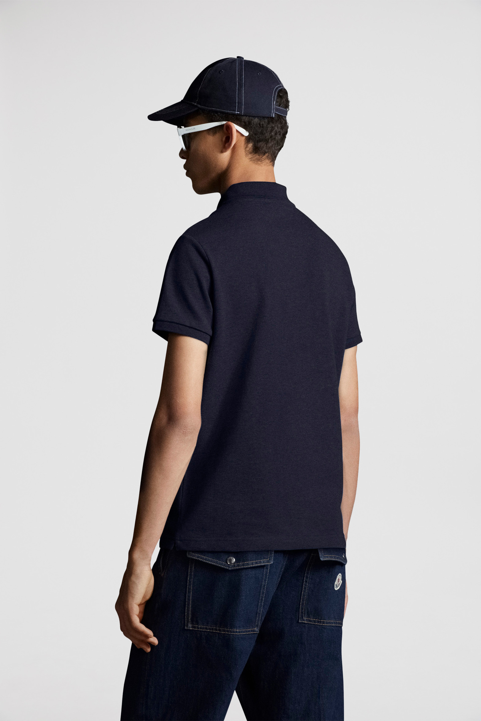 Dark Blue Logo Patch Polo Shirt - Polos & T-shirts for Men | Moncler HR