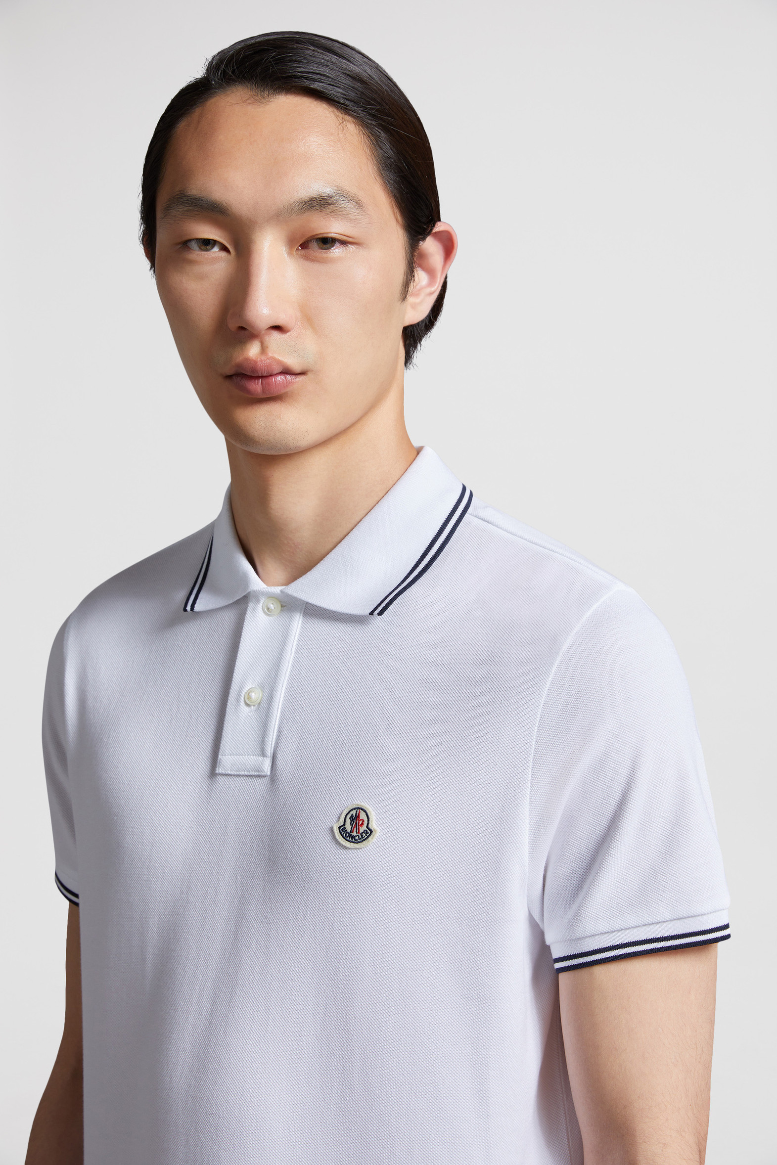Optical White Logo Patch Polo Shirt - Polos & T-shirts for Men | Moncler HR