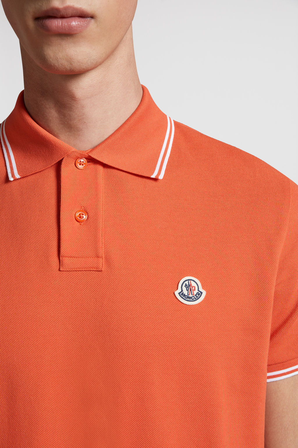 Orange Logo Patch Polo Shirt - Polos & T-shirts for Men | Moncler GB