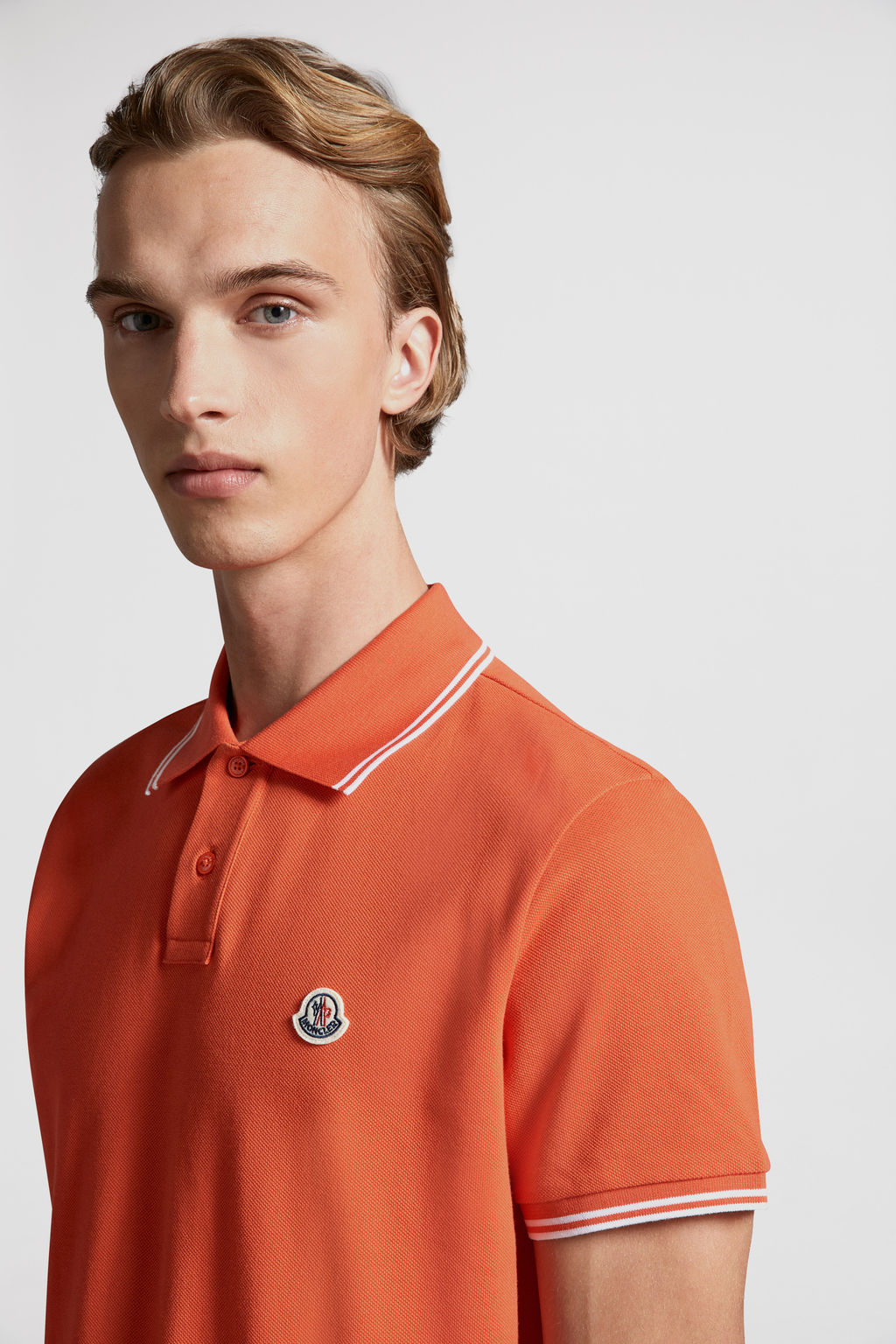 Orange Logo Patch Polo Shirt - Polos & T-shirts for Men | Moncler GB