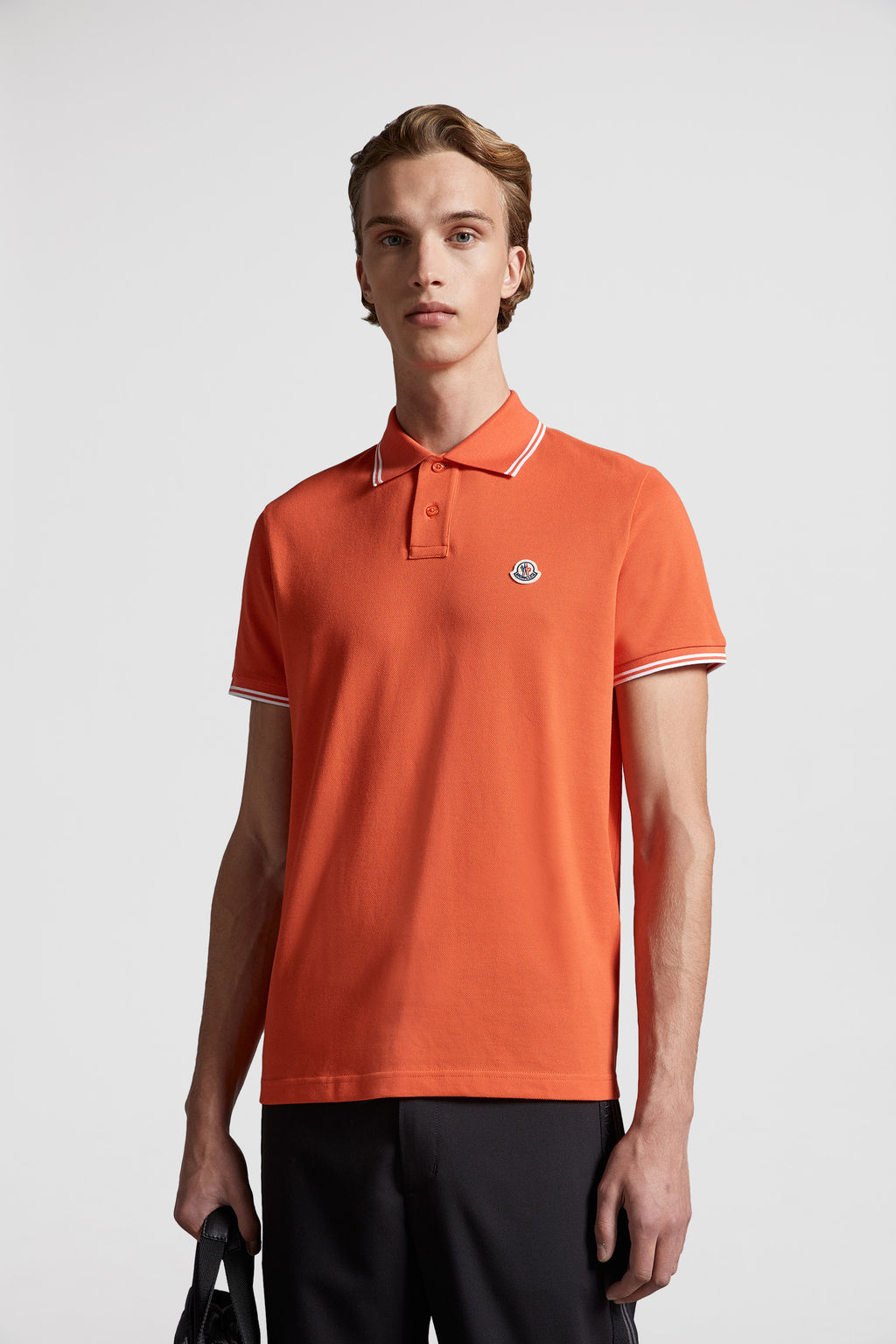 Orange Logo Patch Polo Shirt - Polos & T-shirts for Men | Moncler GB